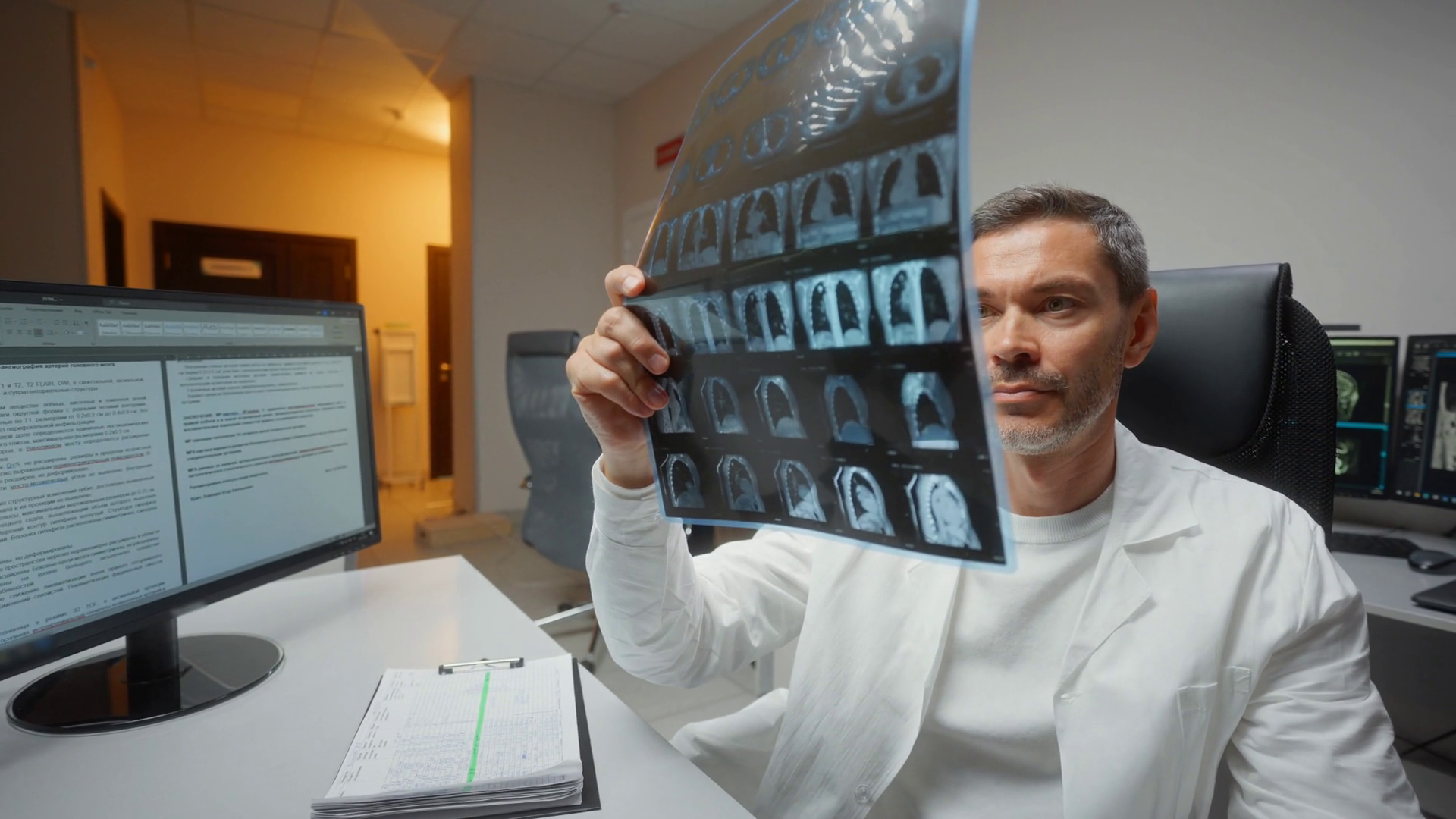 Medic Expert Holding X Ray Imaging Test Stock Footage SBV-352677305 ...