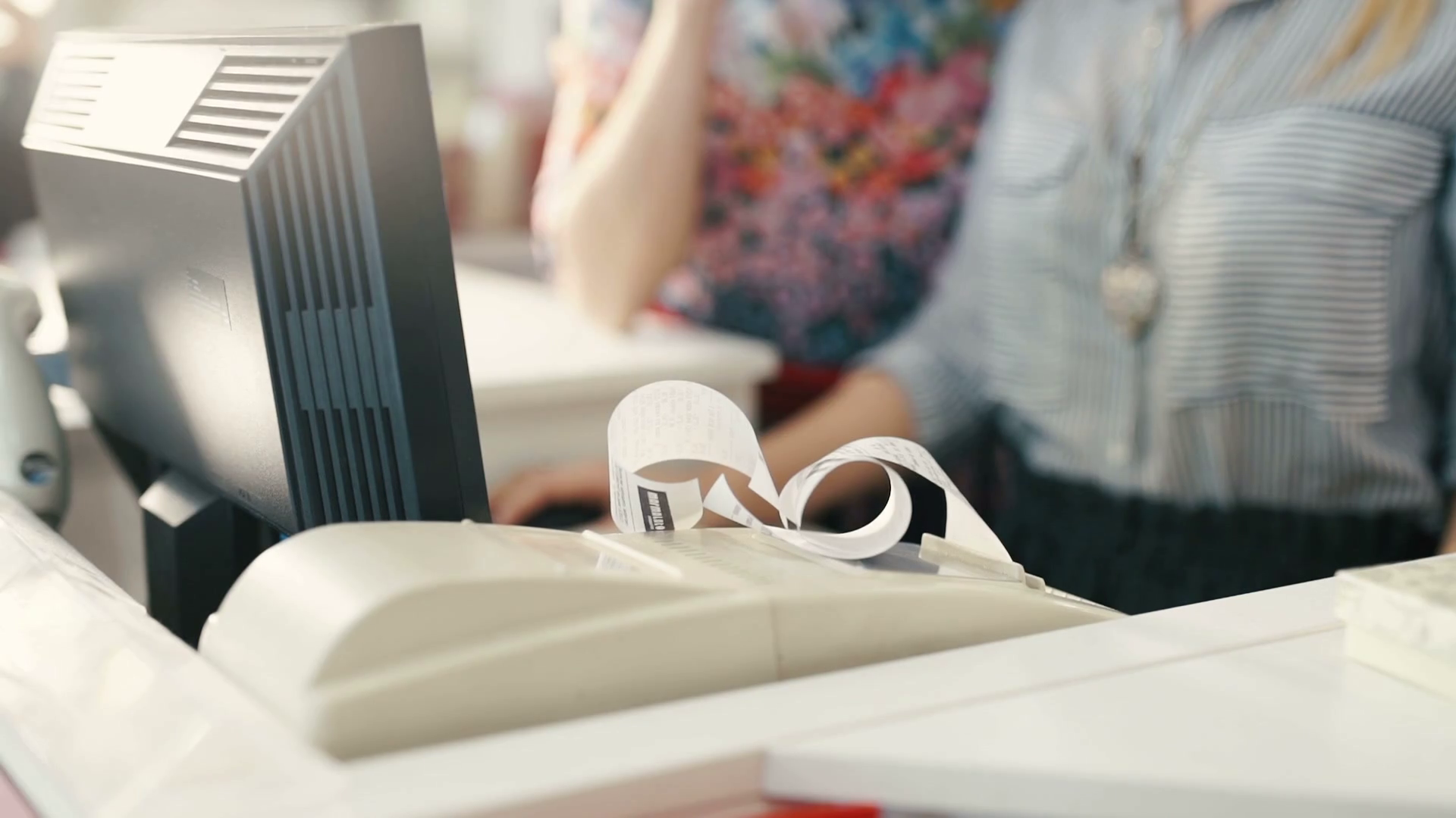 Close Up Of Empty Cash Desk With Computer Stock Footage SBV-306004172 ...