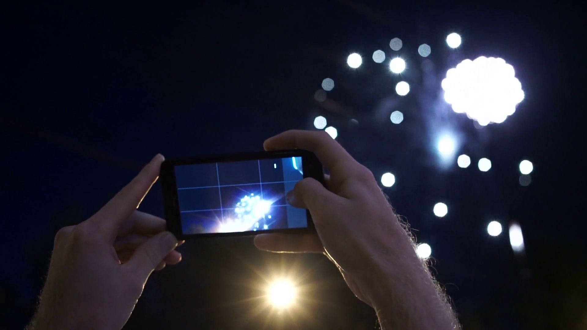 Hands Of Man Taking Photo To Fireworks With Stock Footage SBV-307817543 ...