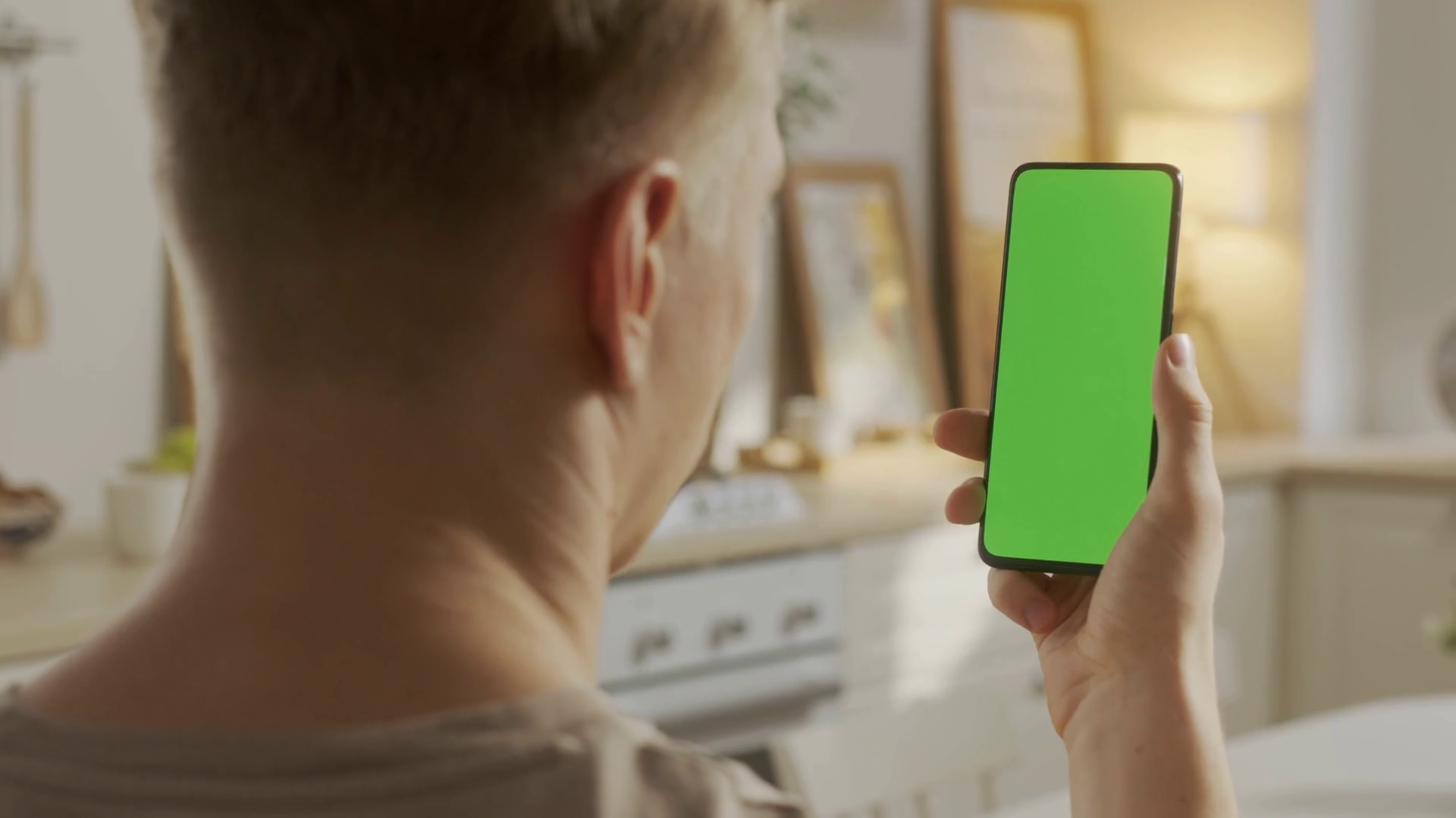 Handheld Camera: Back View Of Blond Man Stock Footage SBV-346837046 ...