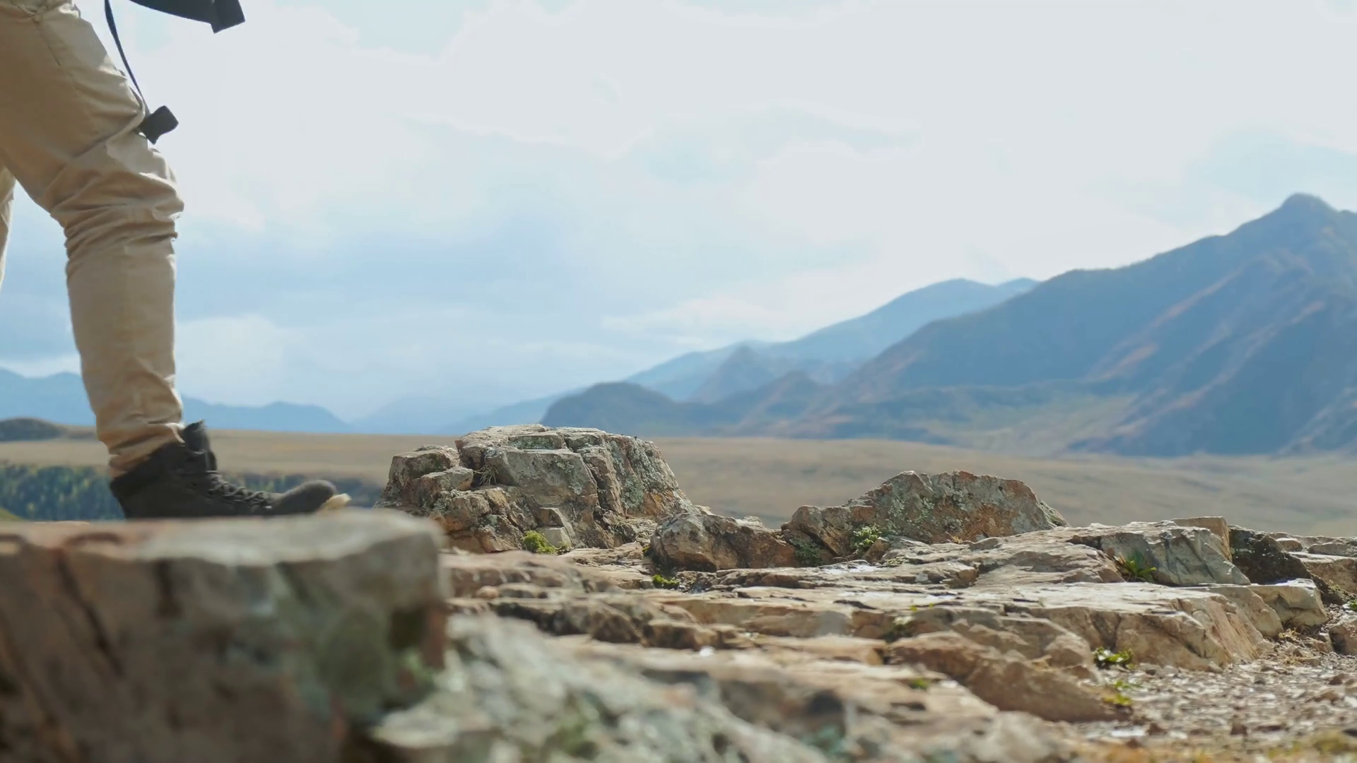 Young Male Hiking At Mountain Arriving To Stock Footage SBV-347770610 ...