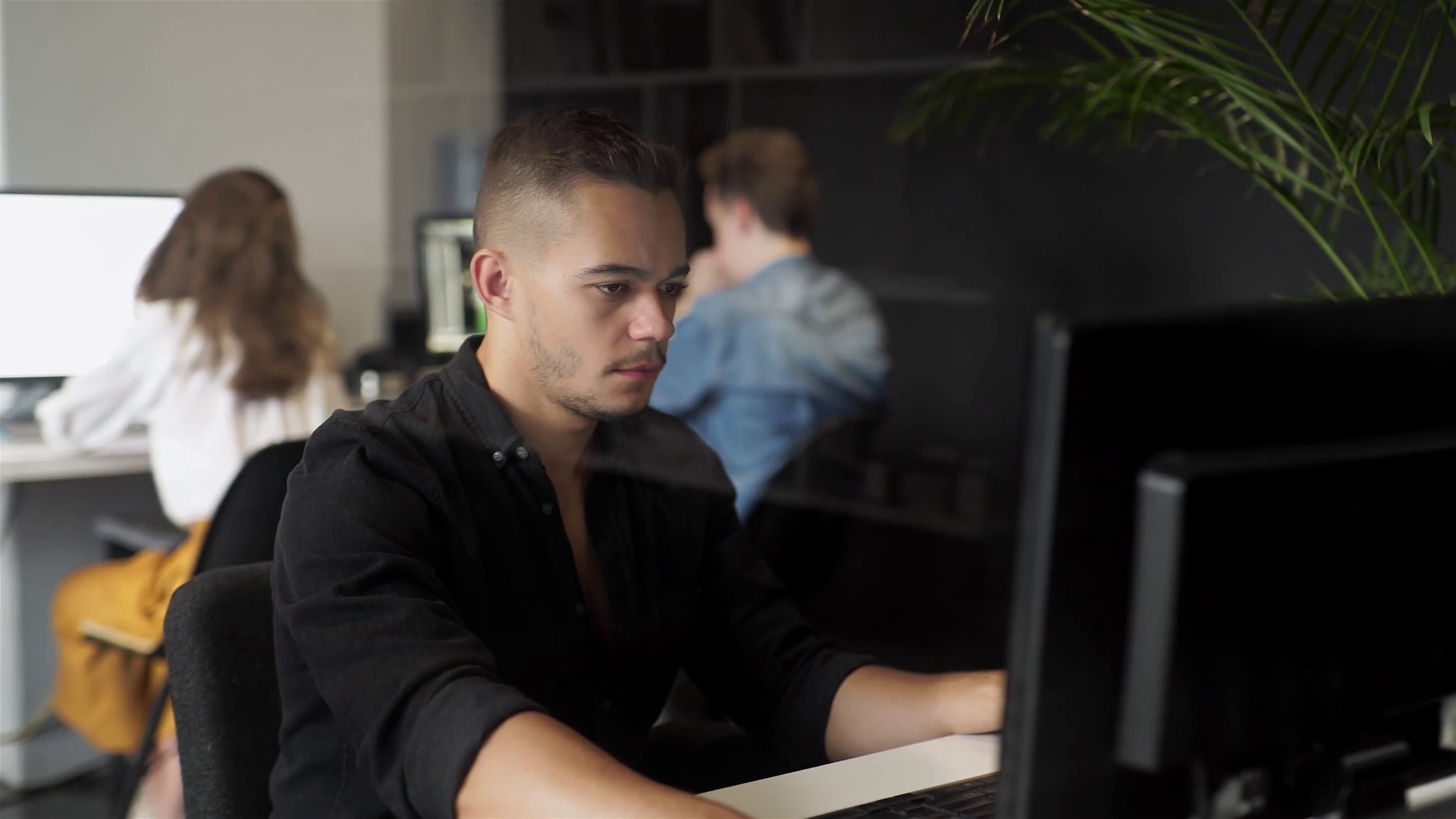 Coworkers Looking At Computer Talking About Stock Footage SBV-347808574 ...