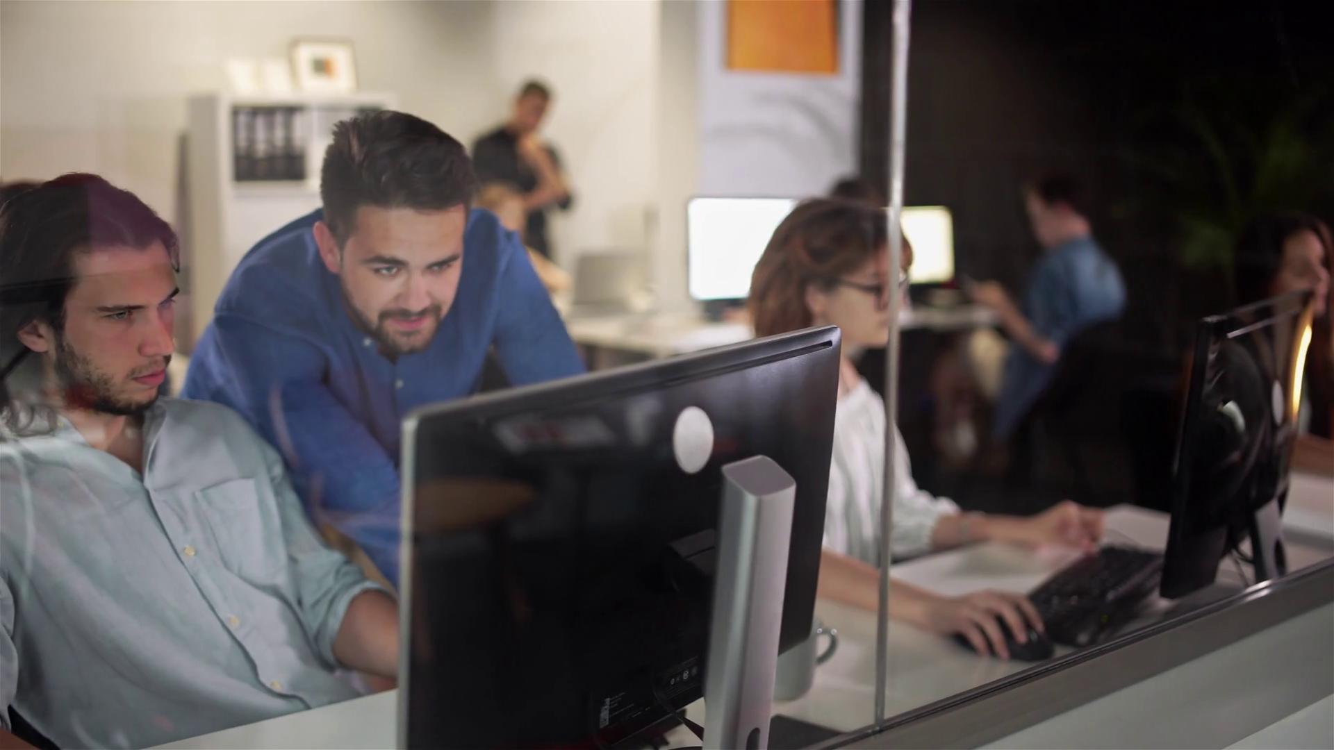 Coworkers Looking At Computer Talking About Stock Footage SBV-347794698 ...