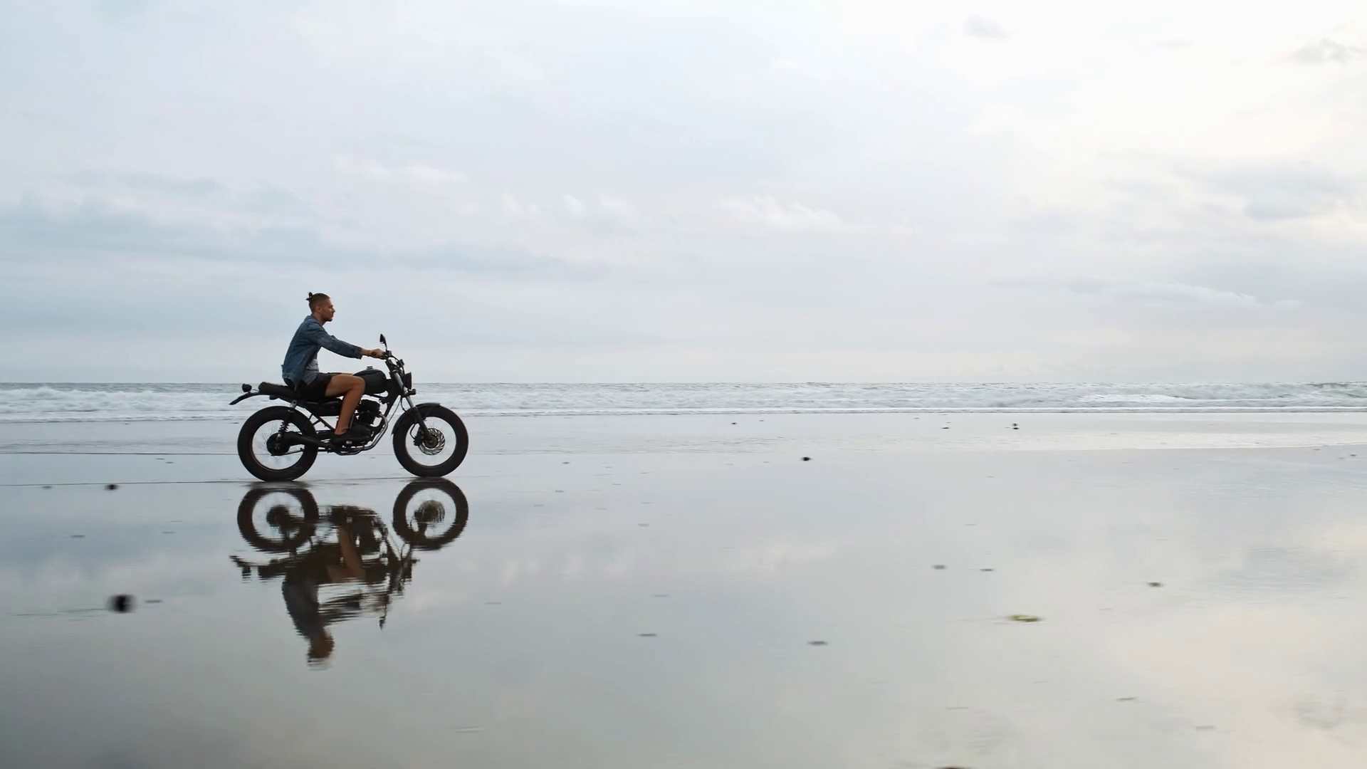 Man In Riding Motorcycle On Beach Vintage Stock Footage SBV-335238389 ...