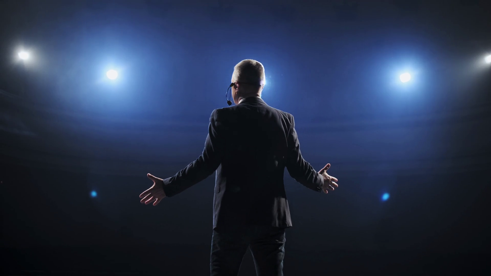 Rear View Of Men Speaking Through Microphone Stock Footage SBV ...