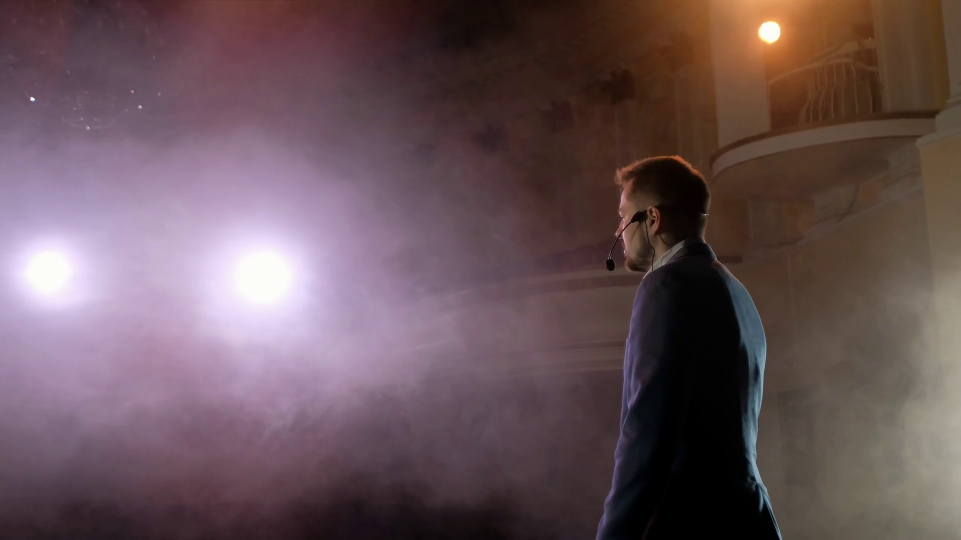 Showman Presents Show Spreading Hands To Stock Footage SBV-325116592 ...