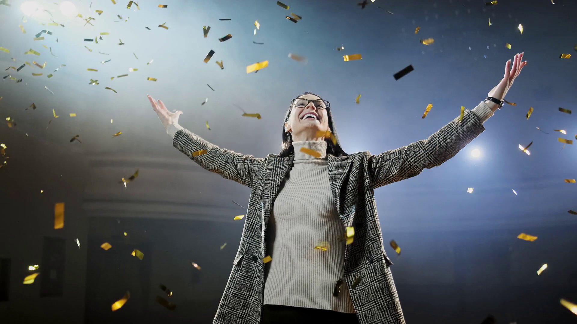 Triumphant Businesswoman Celebrating Success Stock Footage SBV ...