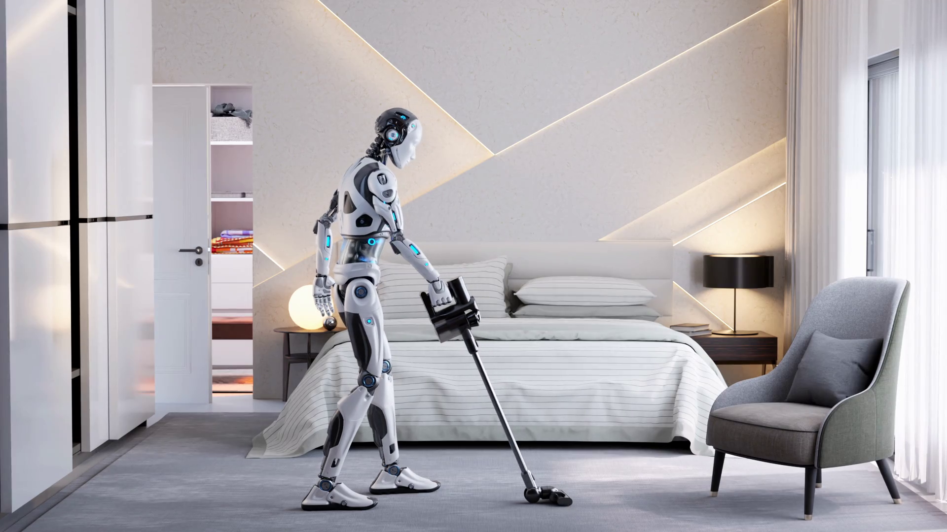 Robot Assistant Doing Vacuuming Room Home Stock Motion Graphics SBV ...