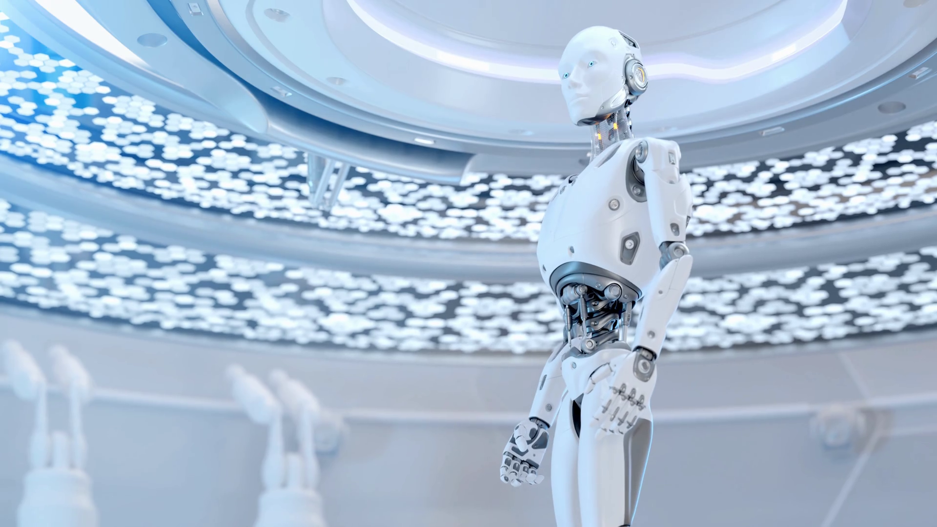 Robot Standing In Sci-fi Interior Stock Motion Graphics SBV-347590208 ...