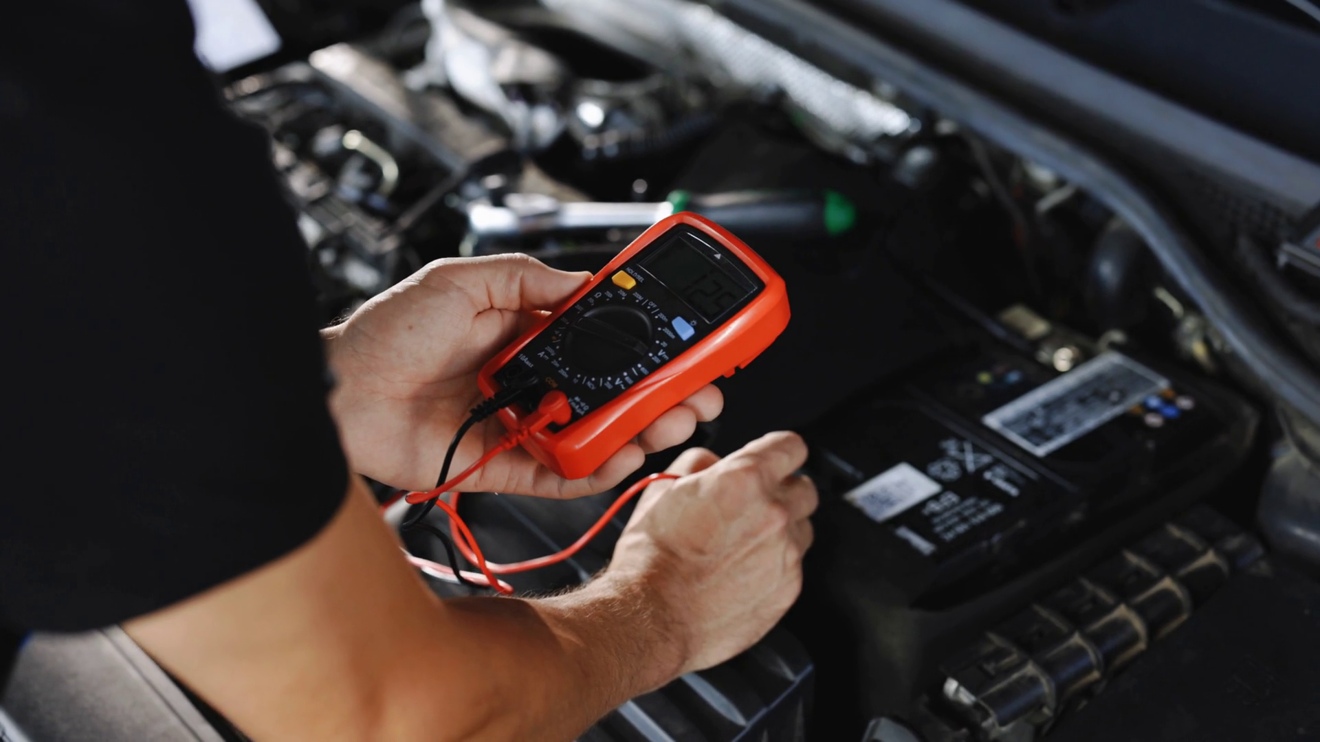 Check Battery Voltage With Electric Stock Footage SBV-351973367 ...