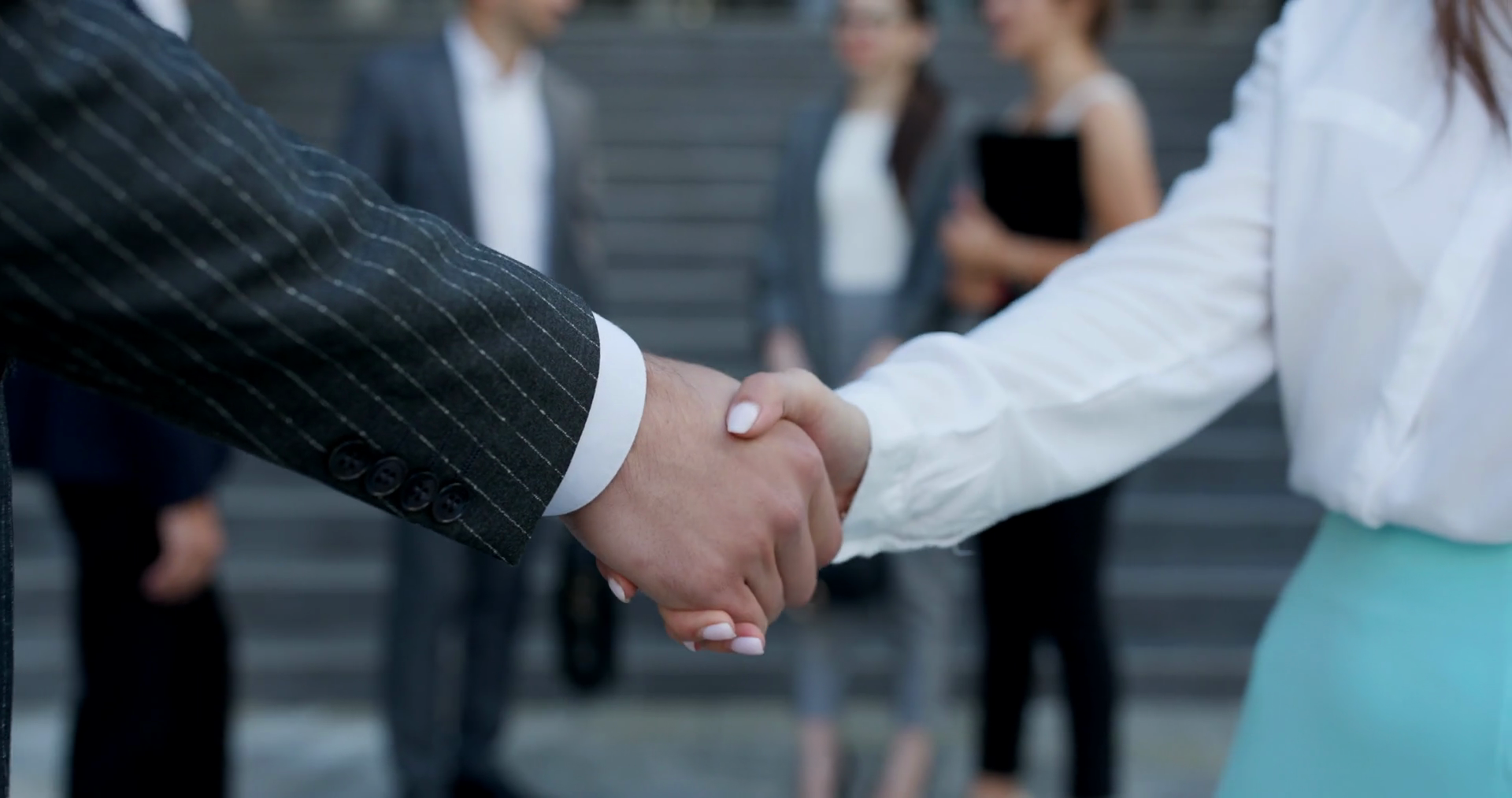 Friendly Handshake Man Woman Meeting Of Two Stock Footage SBV-338646610 ...