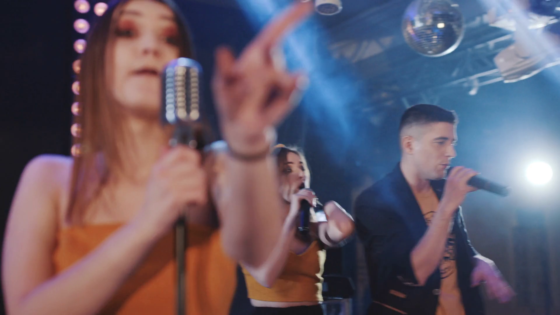 Singer Singing Into Microphone Portrait Stock Footage SBV-331719329 ...