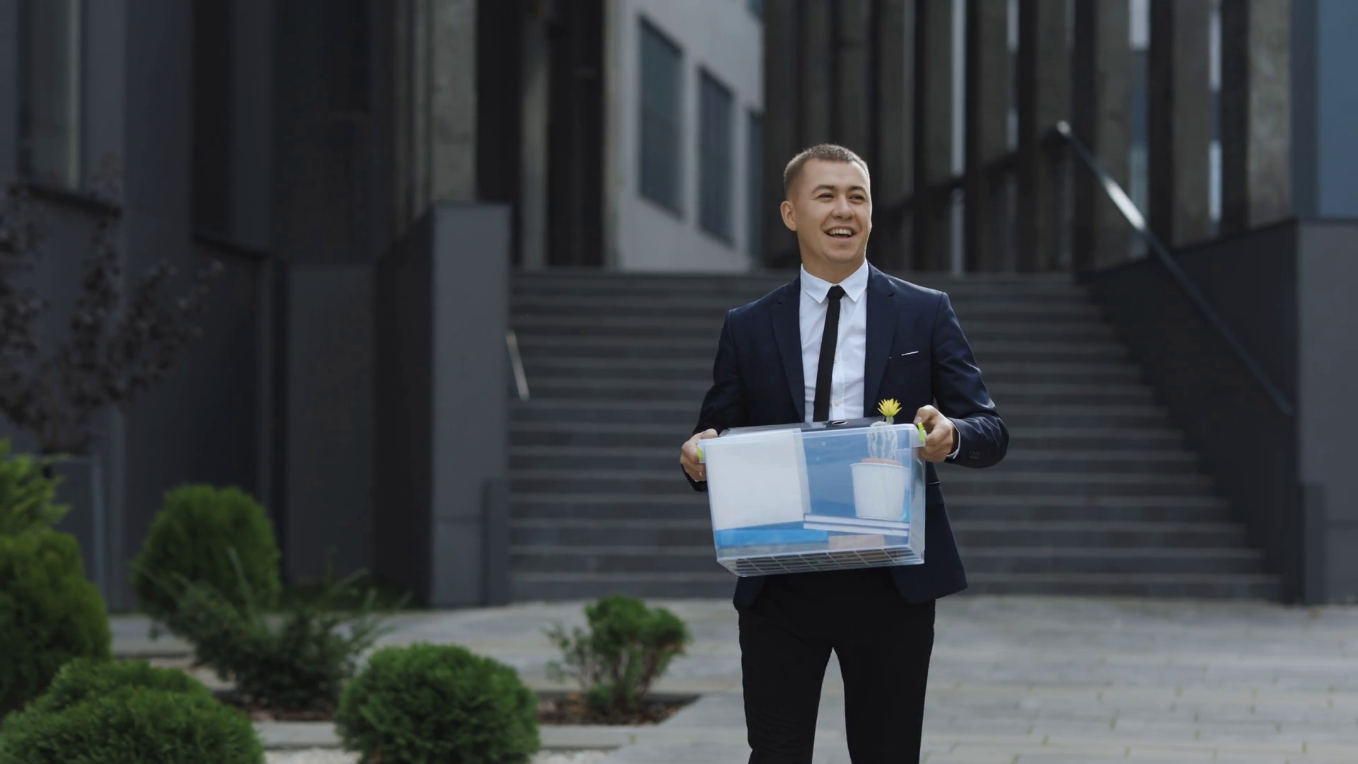 Young Happy Businessman Returns To Work Stock Footage SBV-338890857 ...
