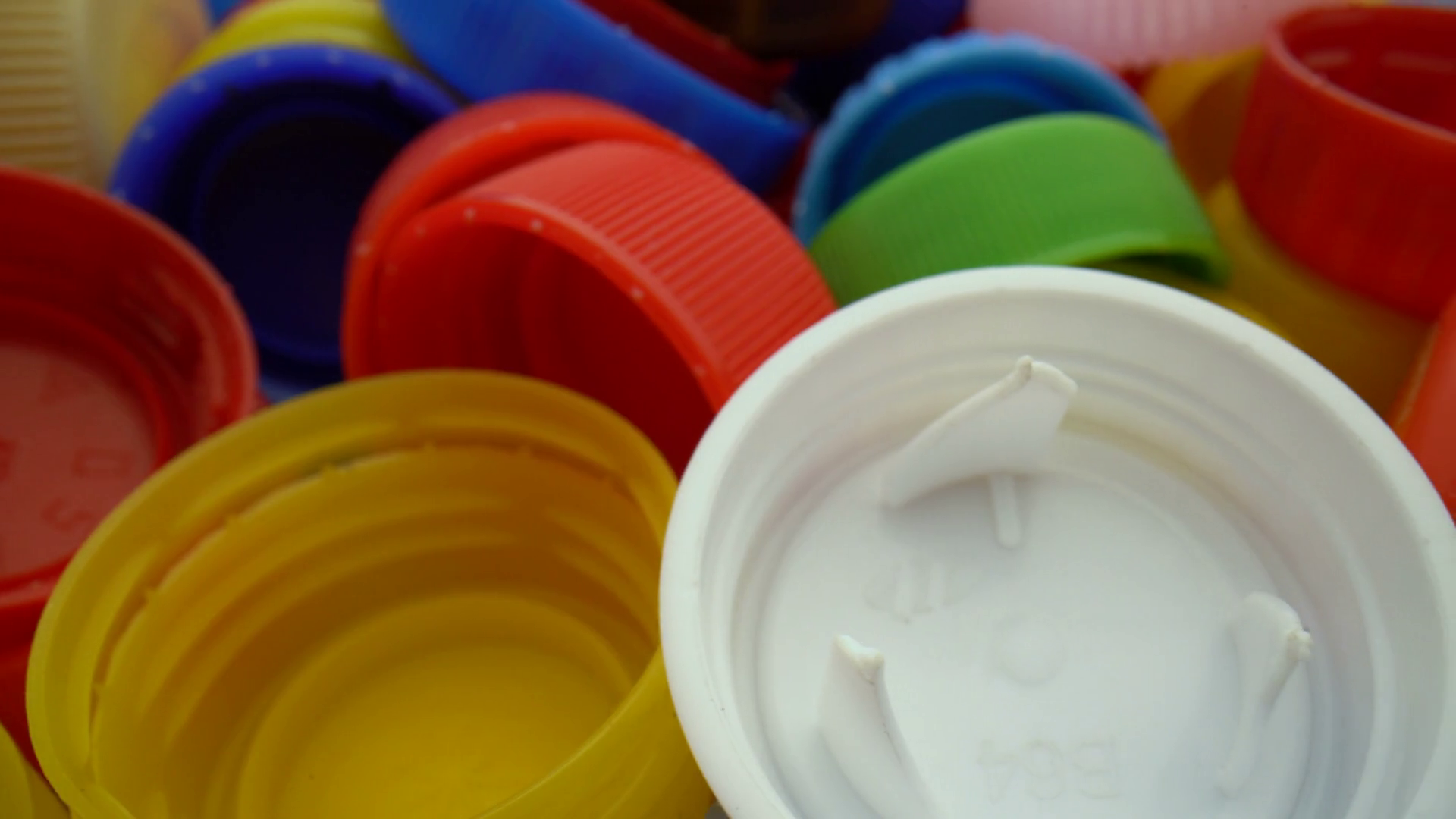Used Plastic Bottle Caps Close-up Macro Shot Stock Footage SBV ...