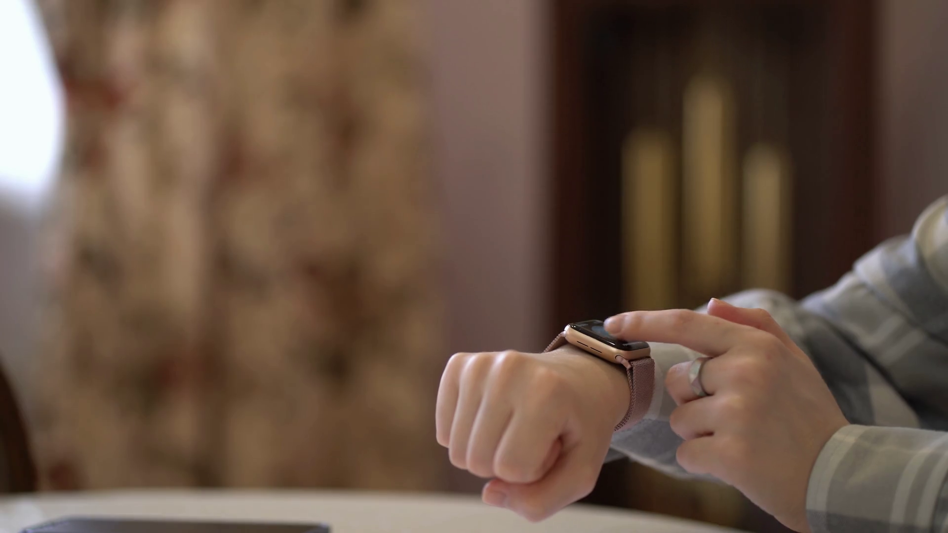 Woman Using Smartwatch Touchscreen Smart Stock Footage SBV-347493956 ...