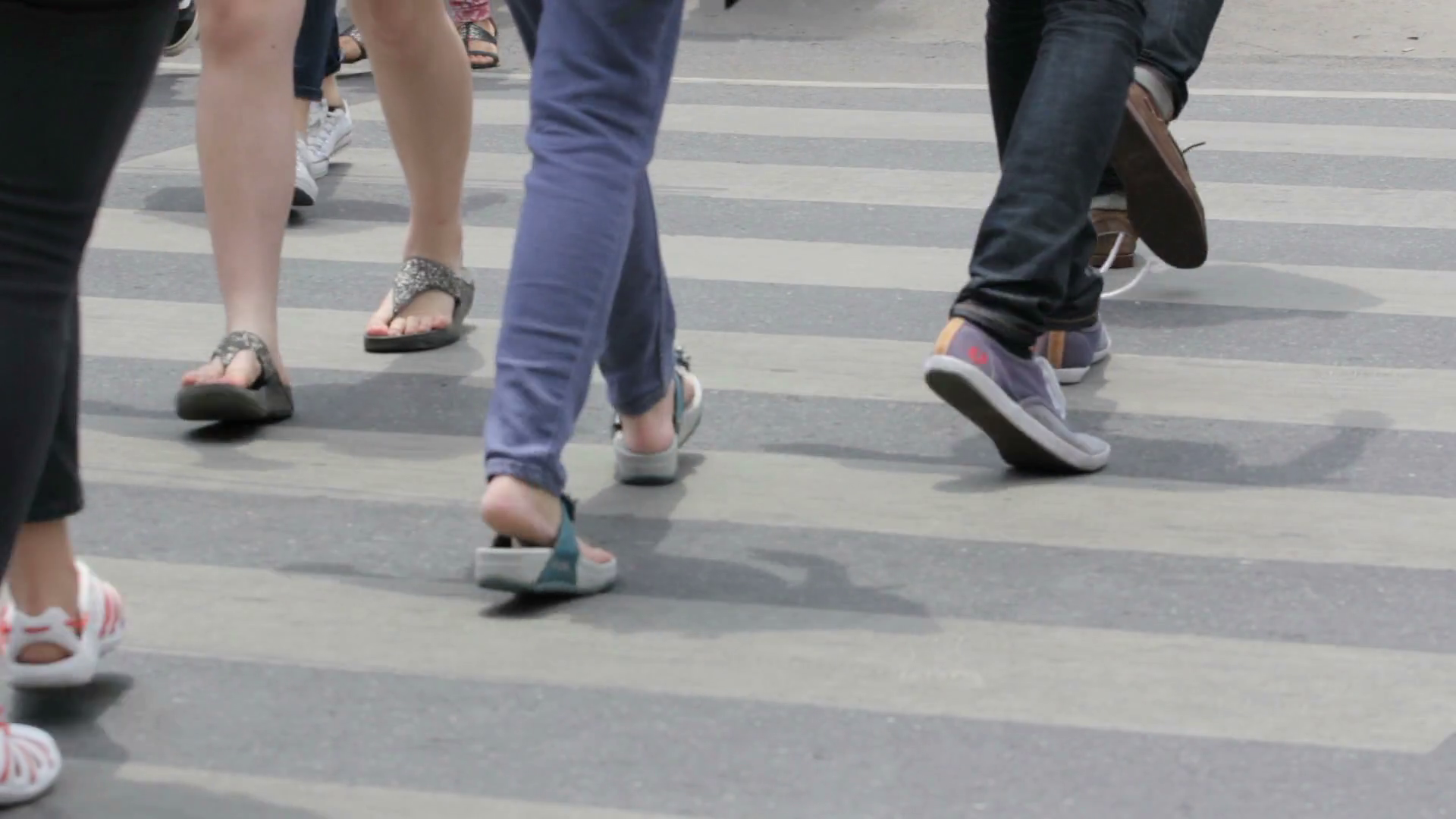 Closeup Of Feet Legs Of People Walking Stock Footage SBV-348596420 ...