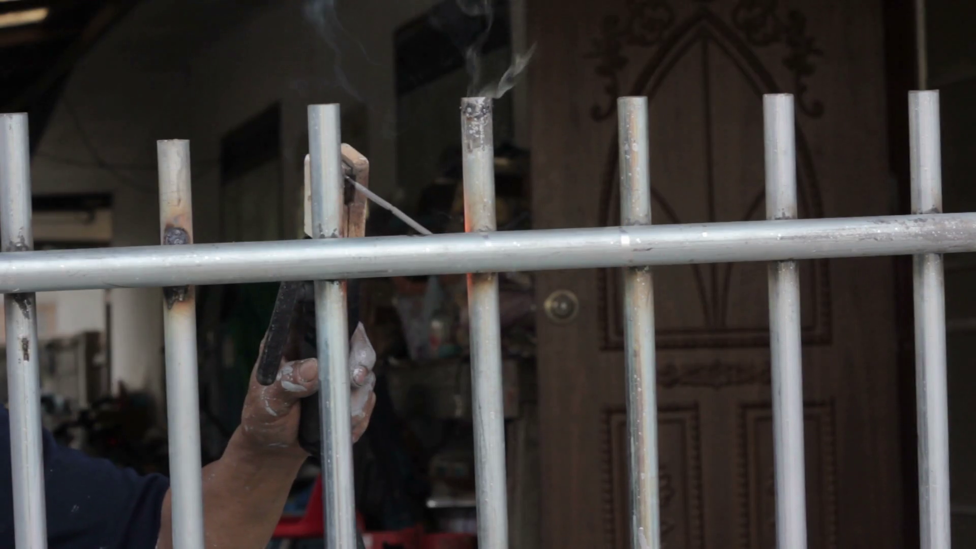 Closeup View Worker Using Welding Machine Stock Footage SBV-348596459 ...