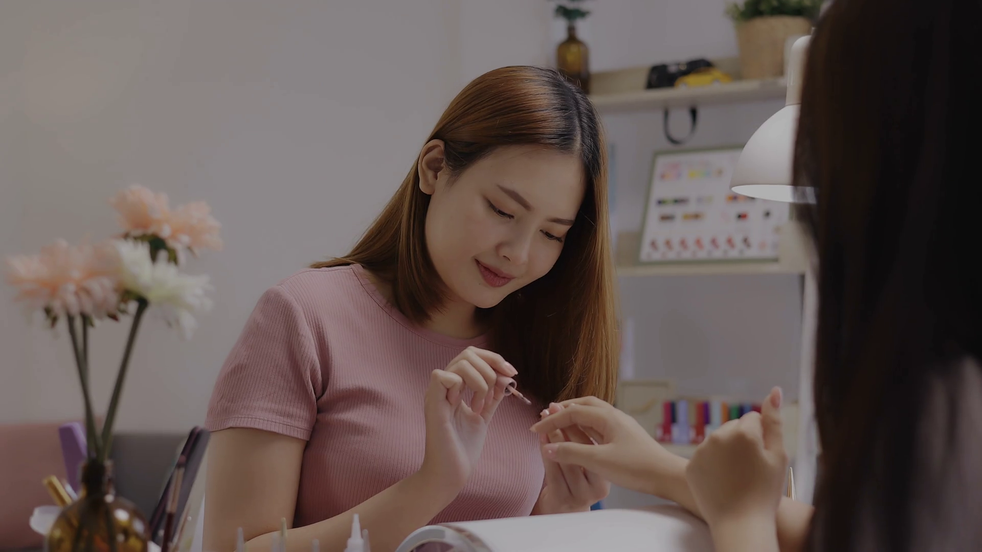 Close Up Asian Nail Stylist Apply Color Stock Footage SBV-347539569 ...