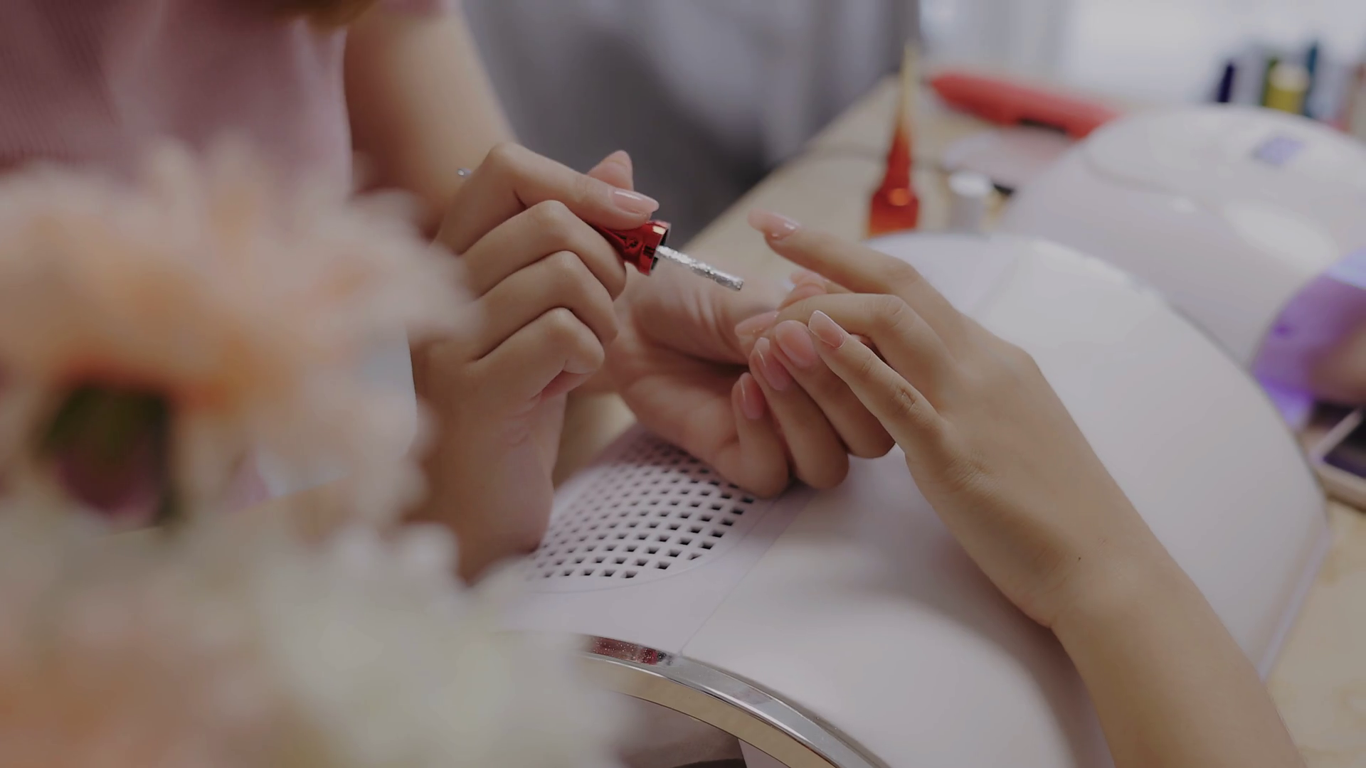 Close Up Asian Nail Stylist Apply Color Stock Footage SBV-347539573 ...