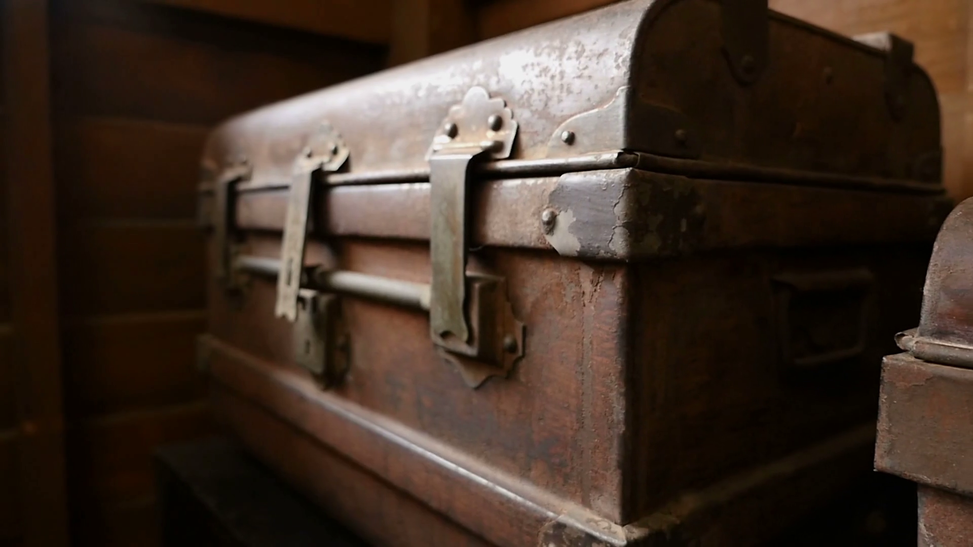 Ancient Metal Treasure Chest From Old Pan Stock Footage SBV-316711768 ...