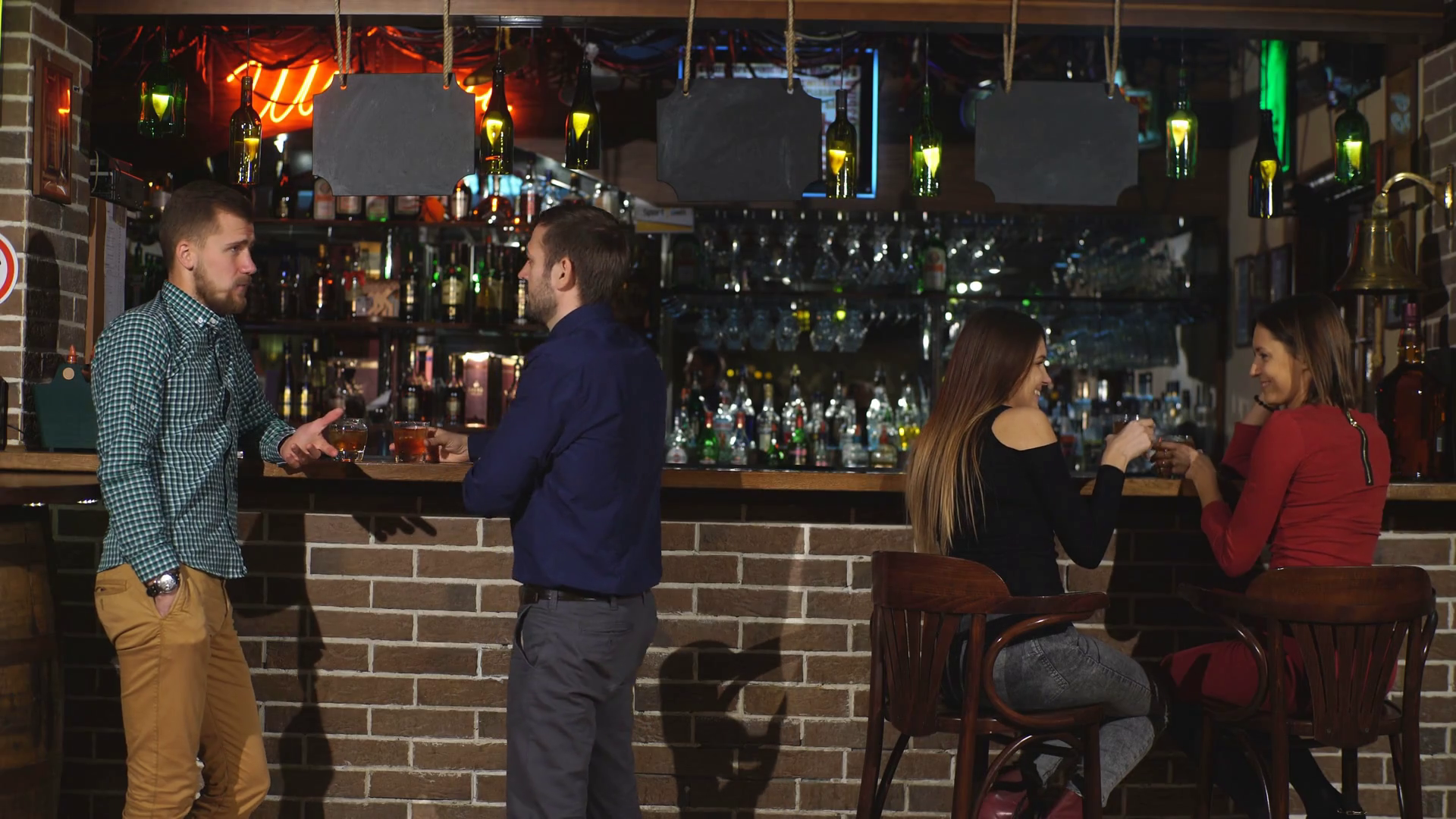 A Bartwo Men Talkingtwo Friends Drink Stock Footage SBV-311287890 ...