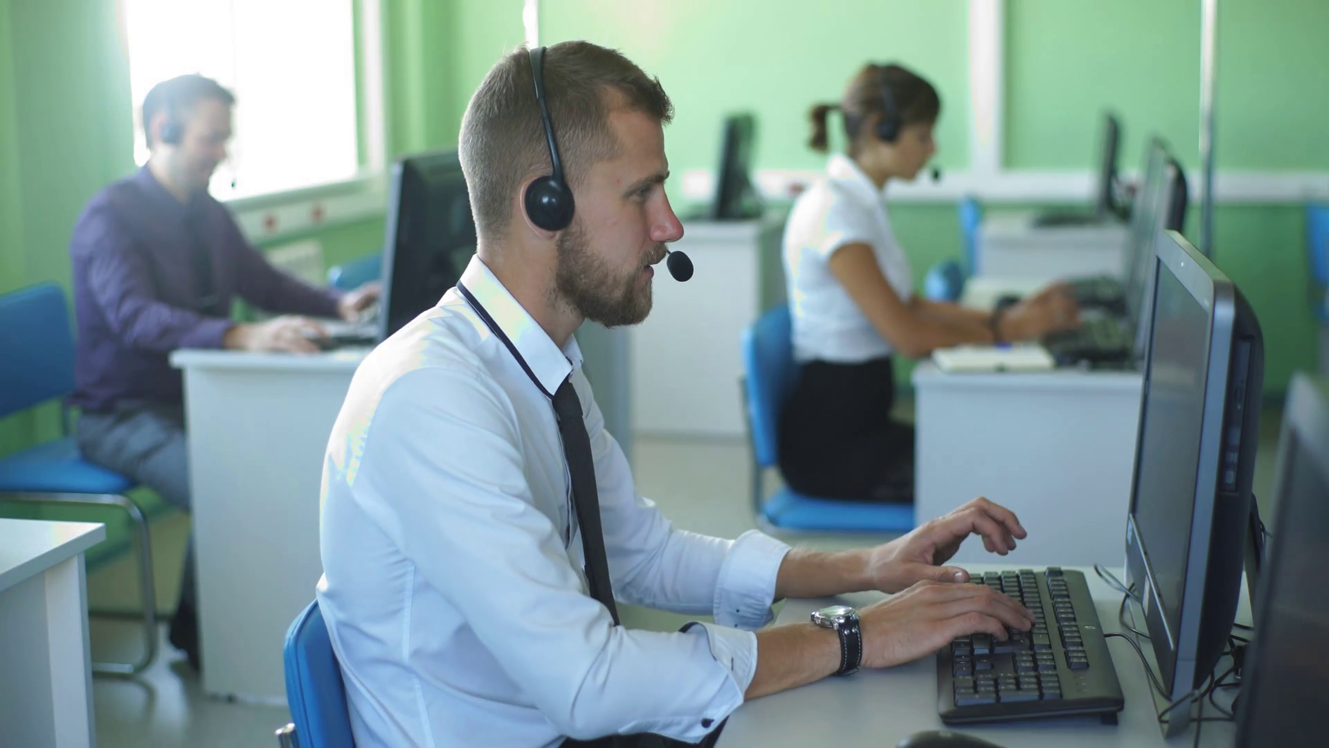 Man Customer Service In Call Center Stock Footage SBV-309455809 ...