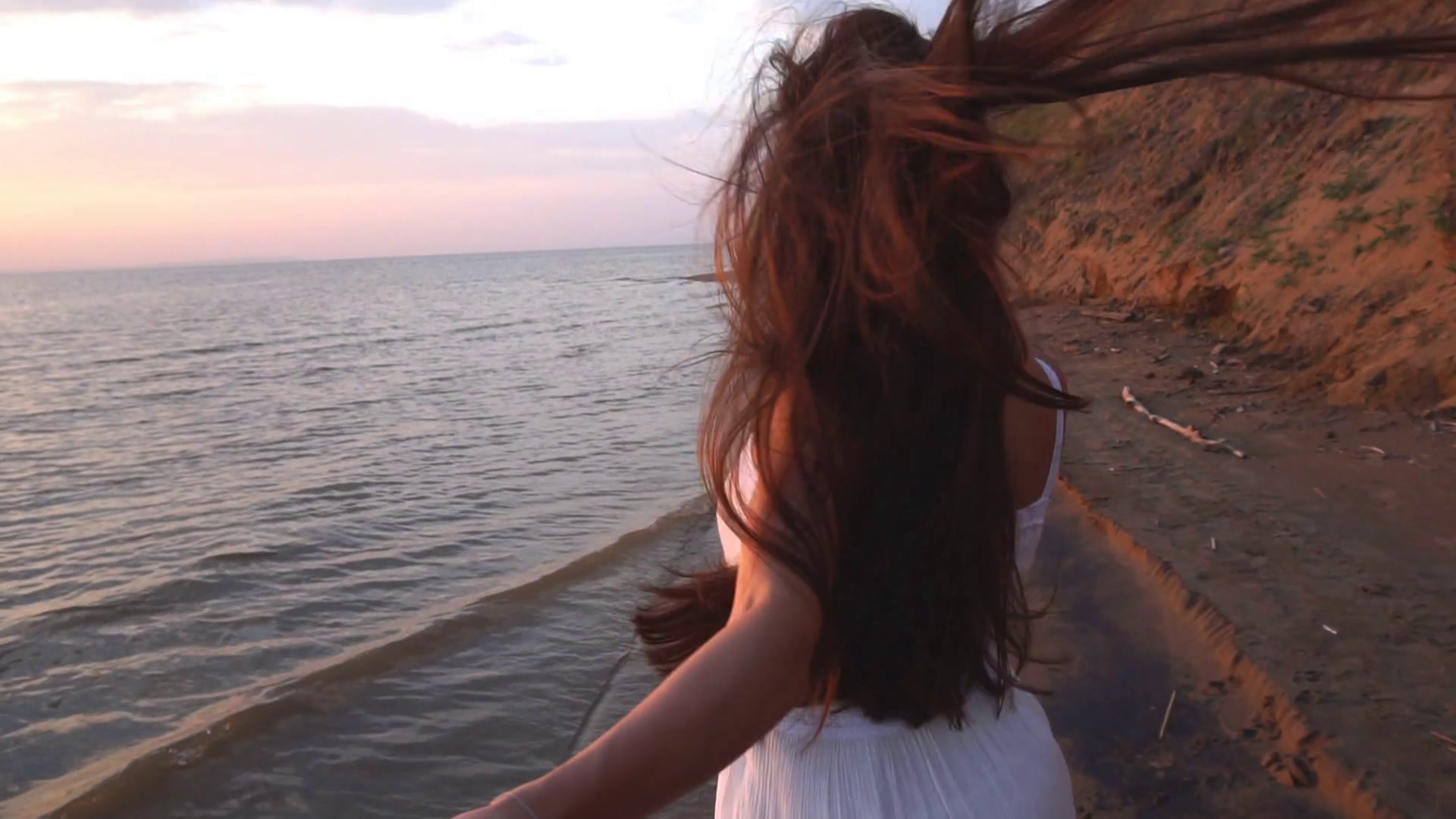Stunning Woman With Long Hair Running On Stock Footage SBV-326532221 ...