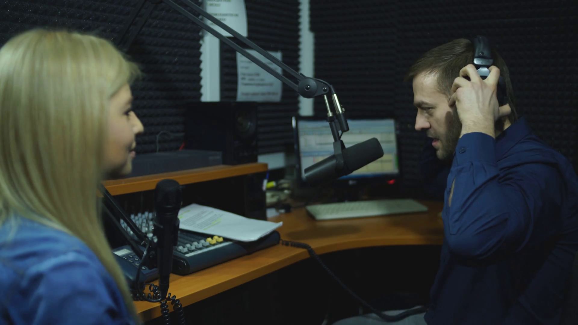 Presenters Moderators - Man Woman - In Radio Stock Footage SBV ...