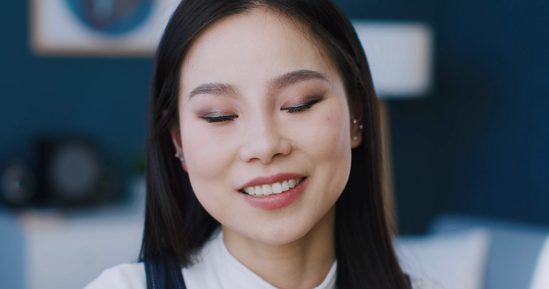 Charming Asian Woman Closing Laptop Looking Stock Footage SBV-351981153 - Storyblocks