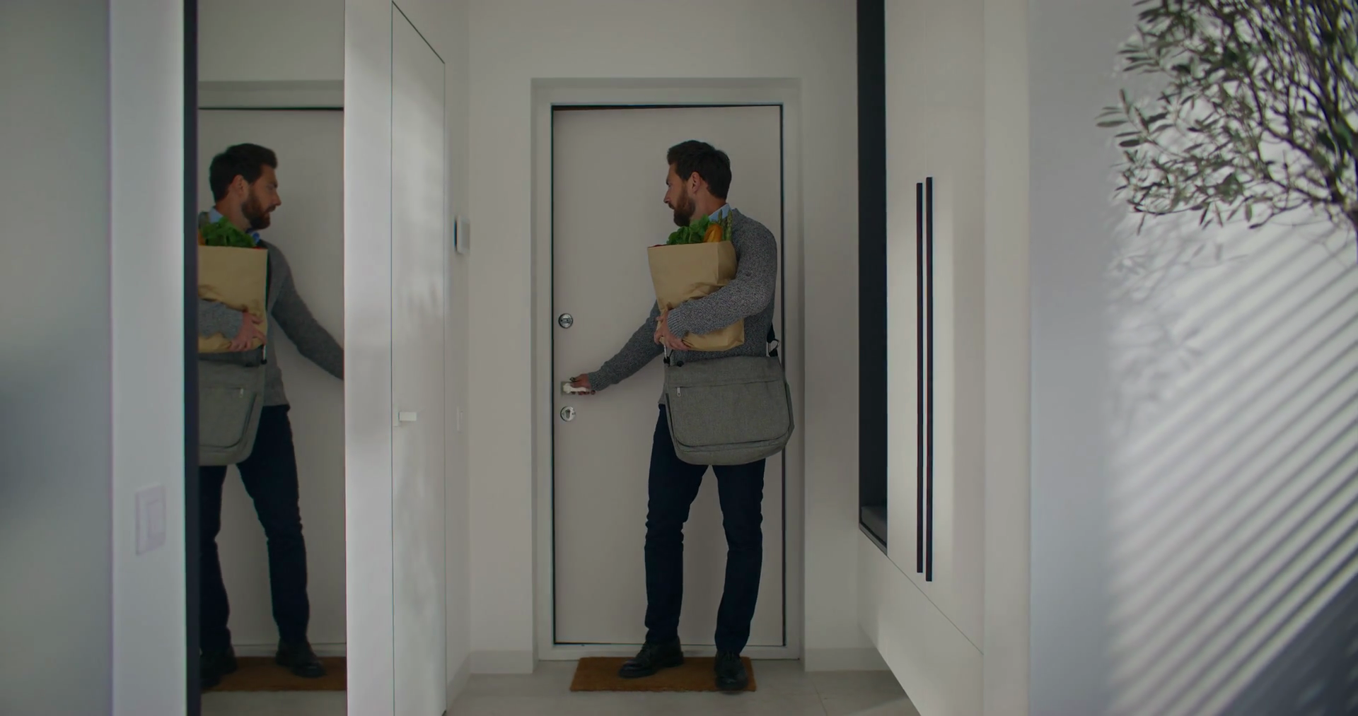 Charming Caucasian Man Entering Apartment Stock Footage SBV-352731711 ...