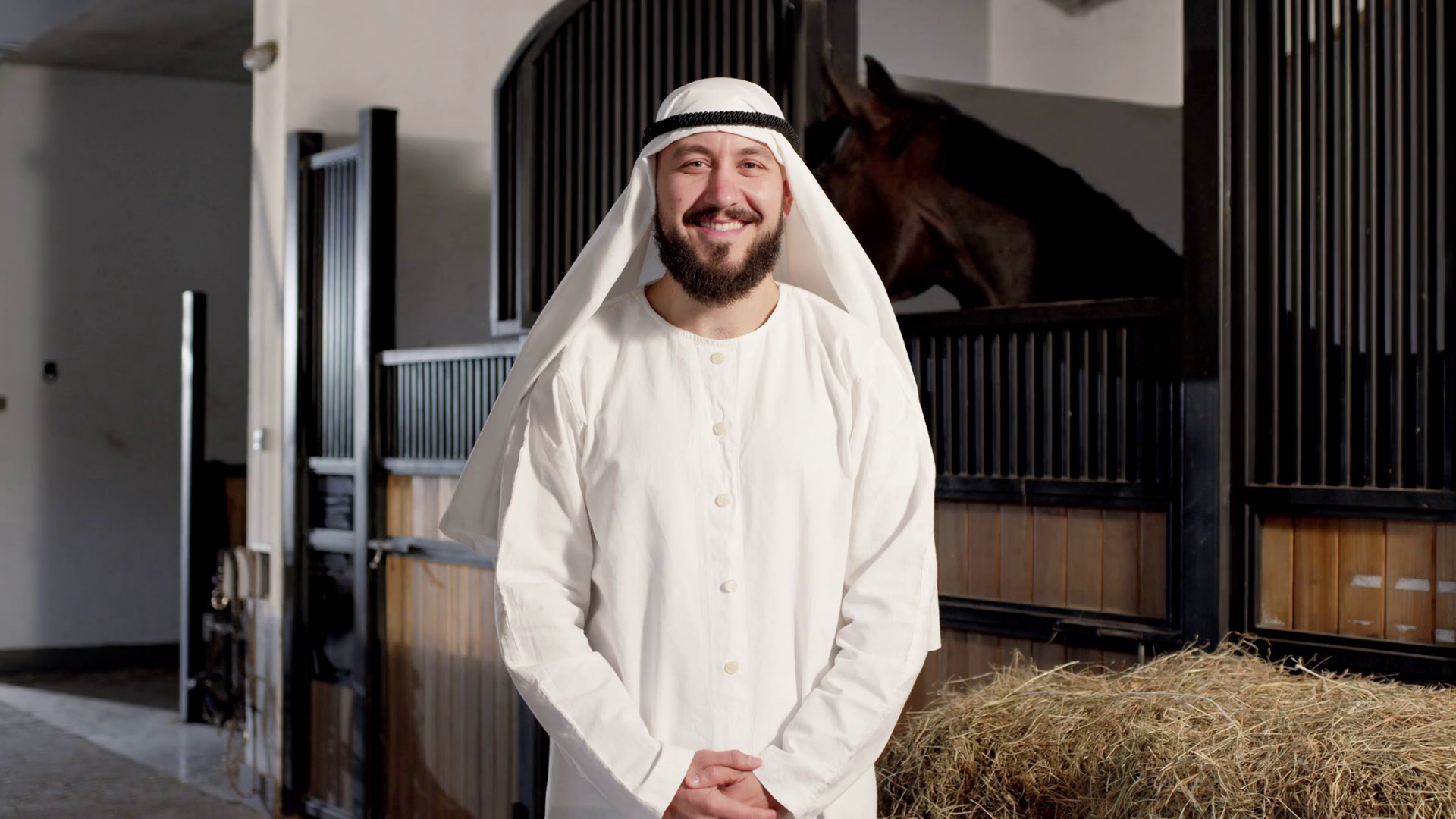 Rich Arabian Sheikh Spending Time With Horse Stock Footage SBV ...