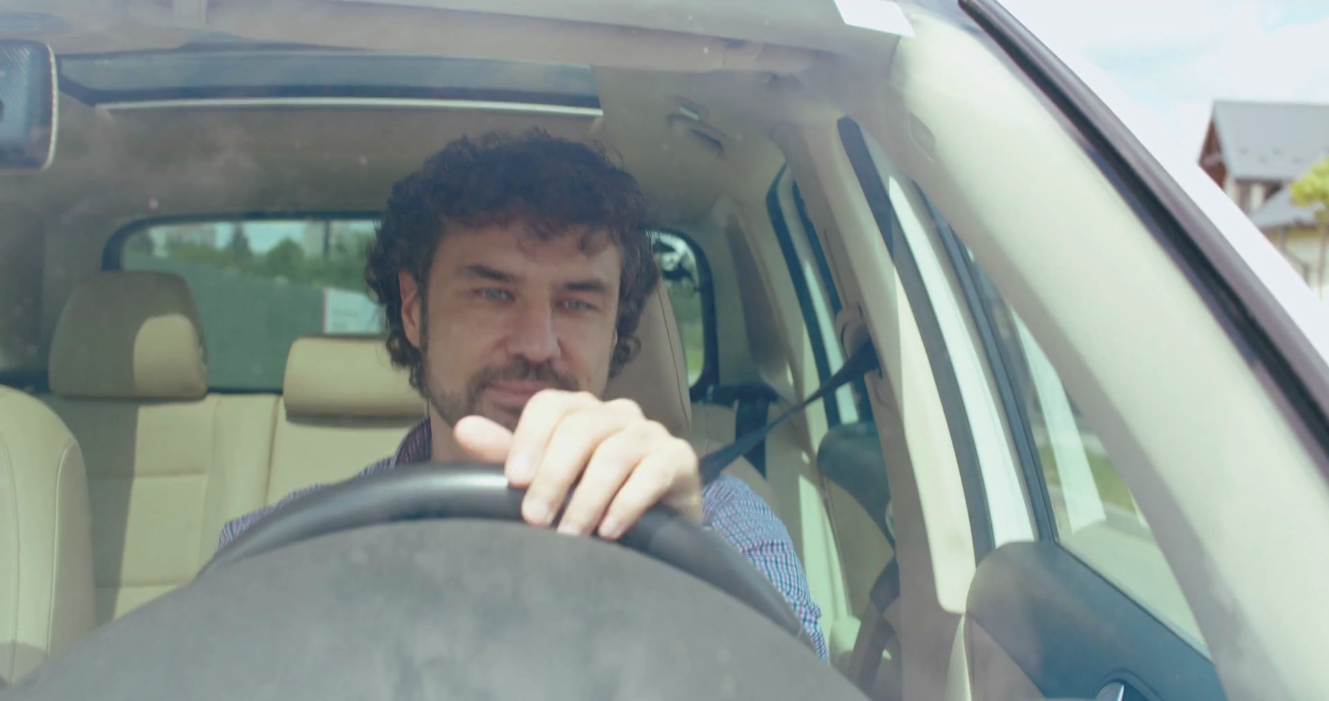 Traffic Jam Serious Man Spending Time Stock Footage SBV-348460429 ...