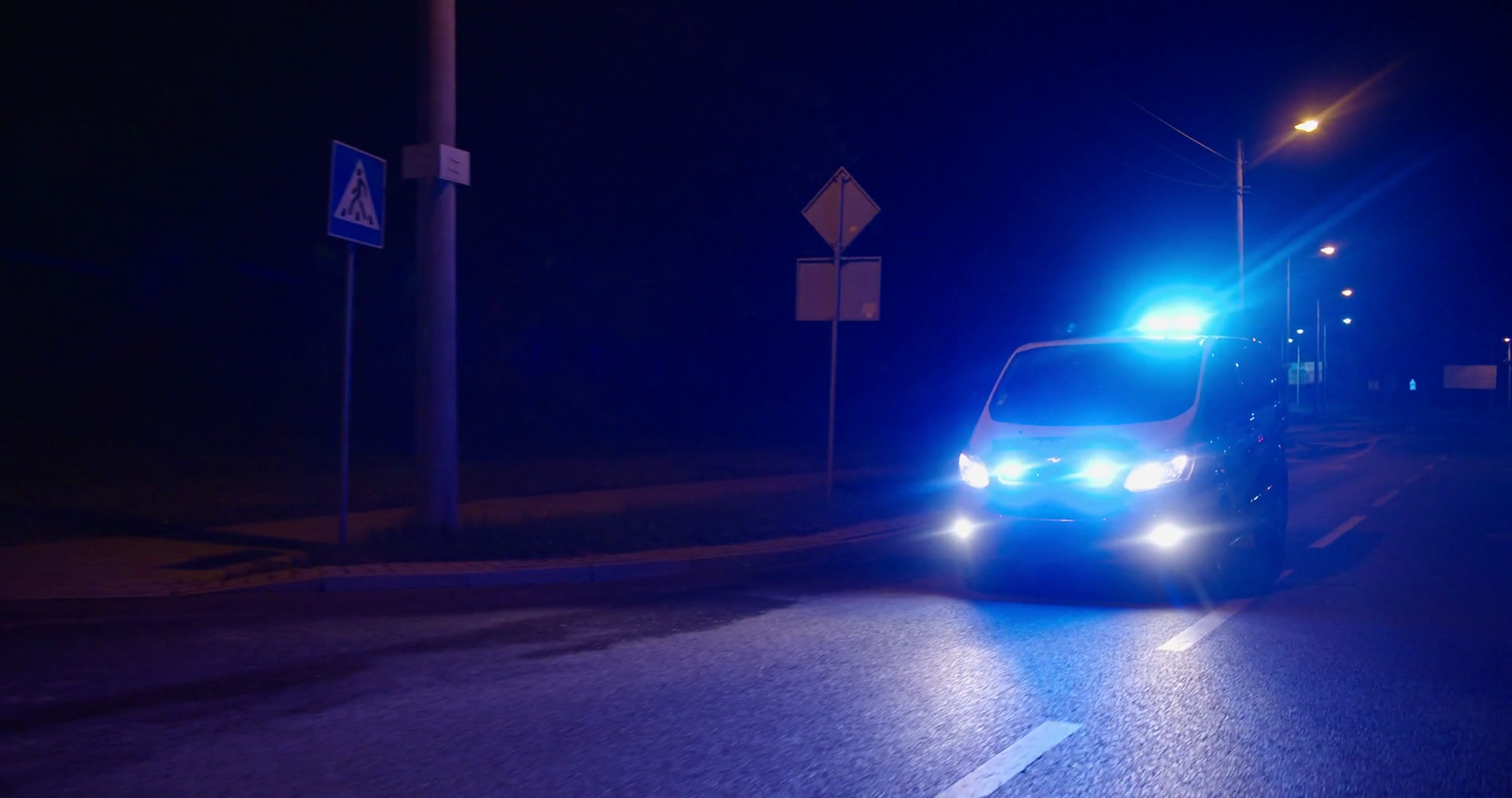 Ambulance With Emergency Lights Driving Fast Stock Footage SBV ...