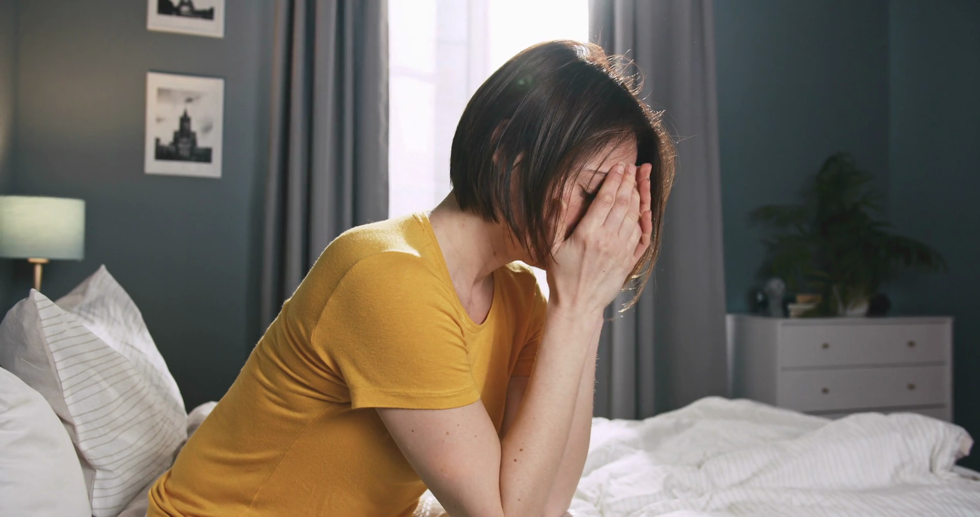 Stressed Woman Feeling Anxious Restless Stock Footage SBV-347742506 ...