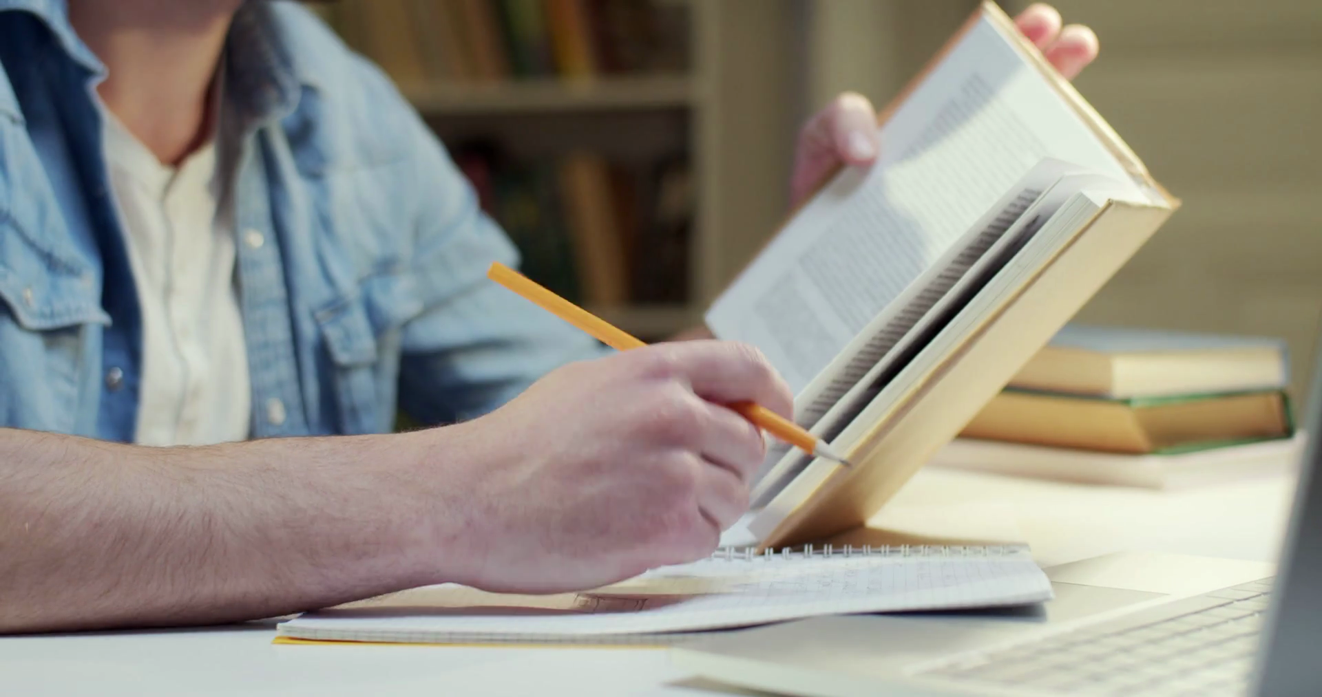 Close Up Of Male Student Writing In Notebook Stock Footage SBV ...