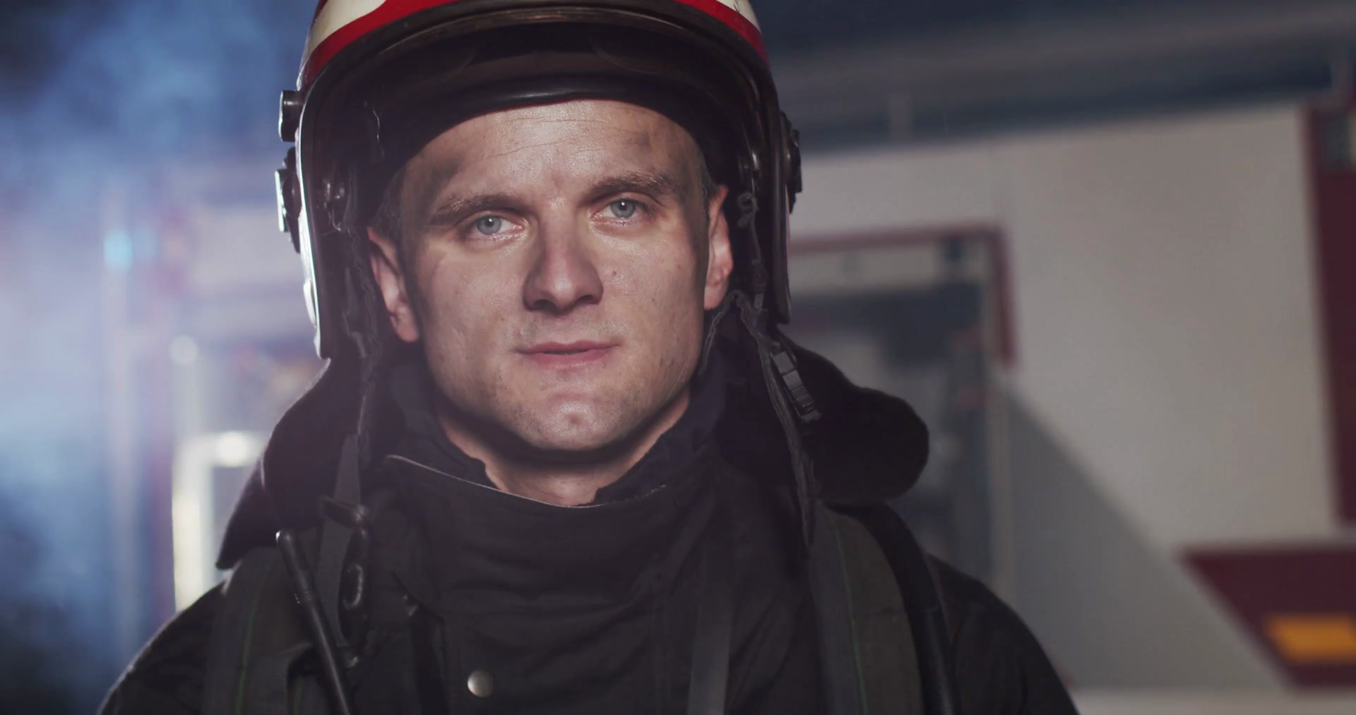Portrait Of Caucasian Handsome Fireman In Stock Footage SBV-347497823 ...