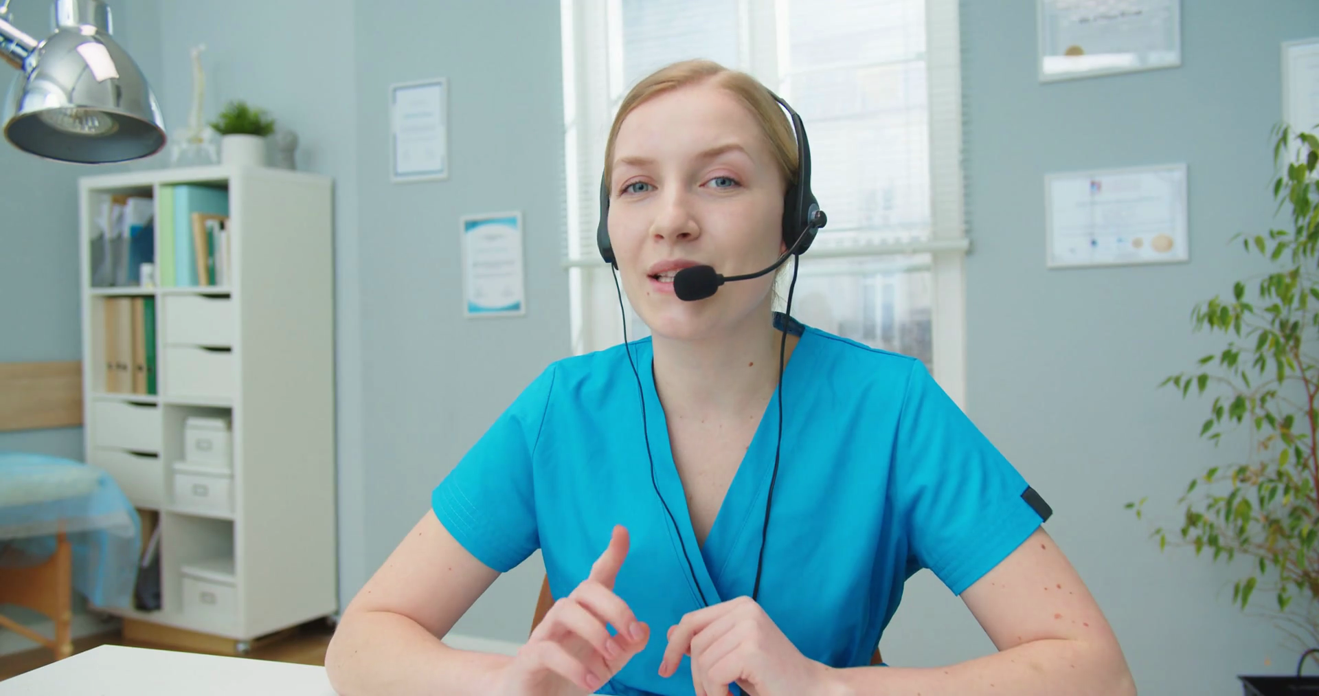 Hospital Office Live Stream: Nurse Blogger Stock Footage SBV-347741944 ...