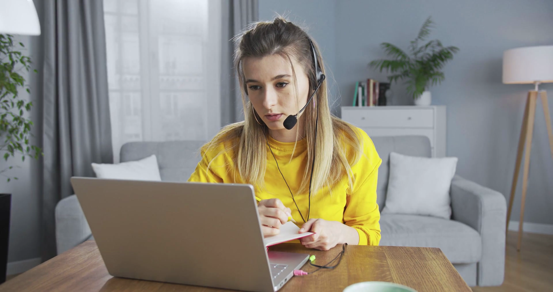Female Student Attending Online Classes Stock Footage SBV-348498354 ...