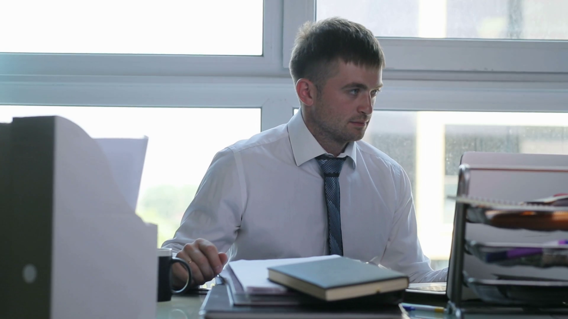 A Man Is Working In Office Man Is Working In Stock Footage SBV ...
