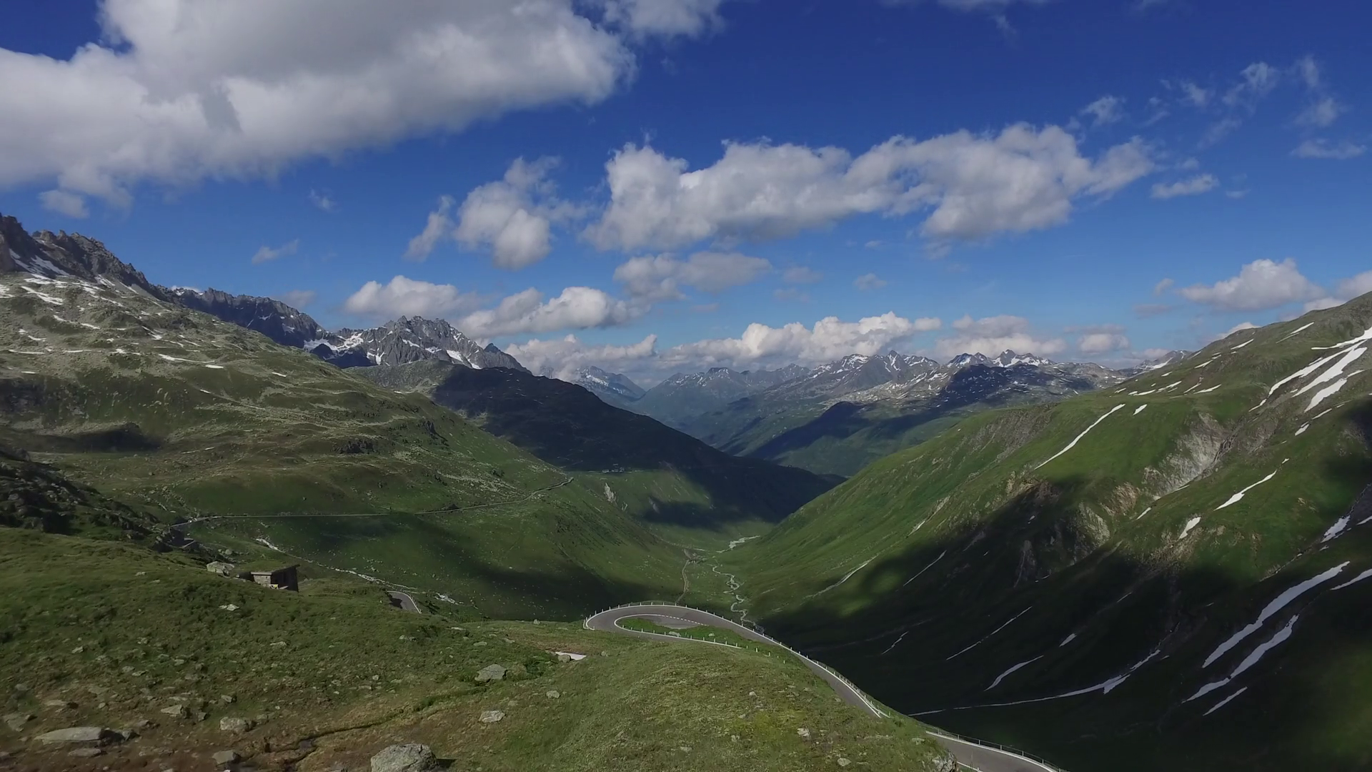 Aerial breathtaking mountains view of the Switzerland Alps from above ...