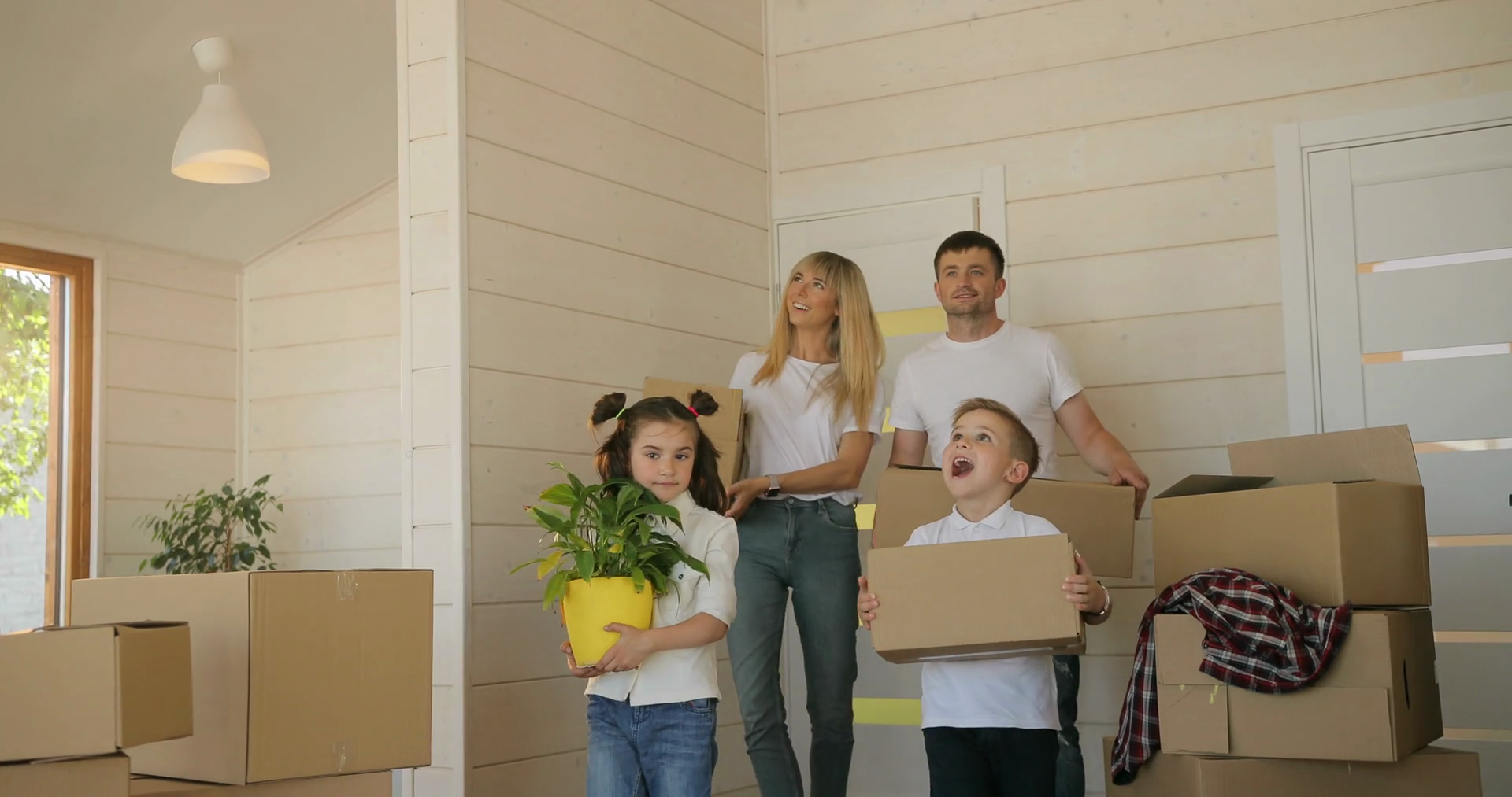Family Moving To New Home Happy Family With Stock Footage SBV-327145441 ...