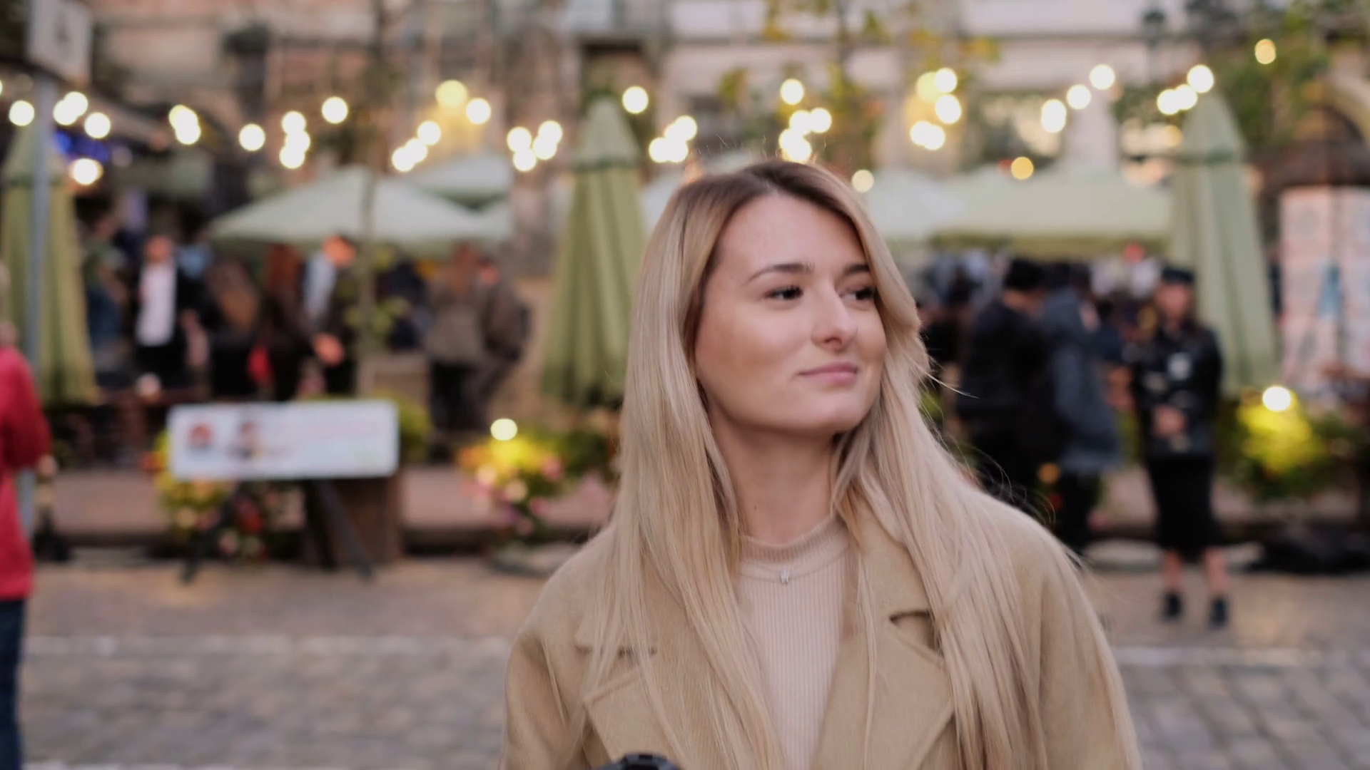 Young Woman Walking With Coffee Cup Through Stock Footage SBV-331347443 ...