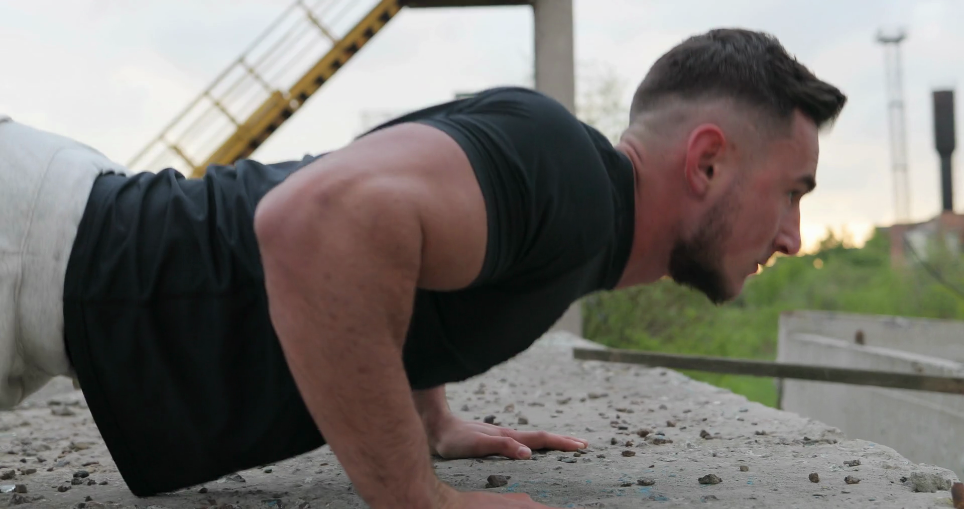 Portrait Of Fit Man Doing Push-ups Outdoors Stock Footage SBV-324785017 ...