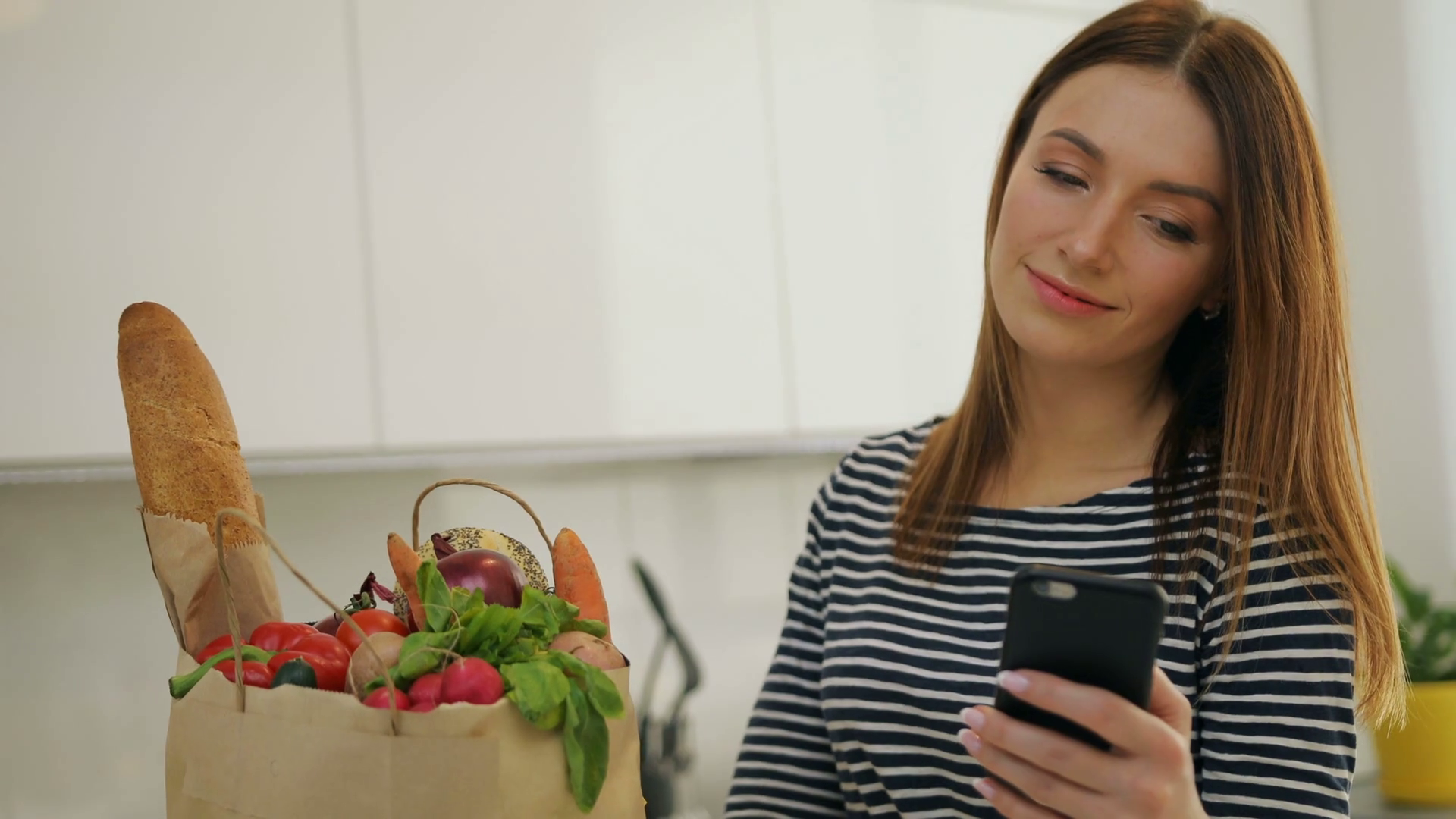 Woman Came Back Home From Grocery Shopping Stock Footage SBV-313179060 ...