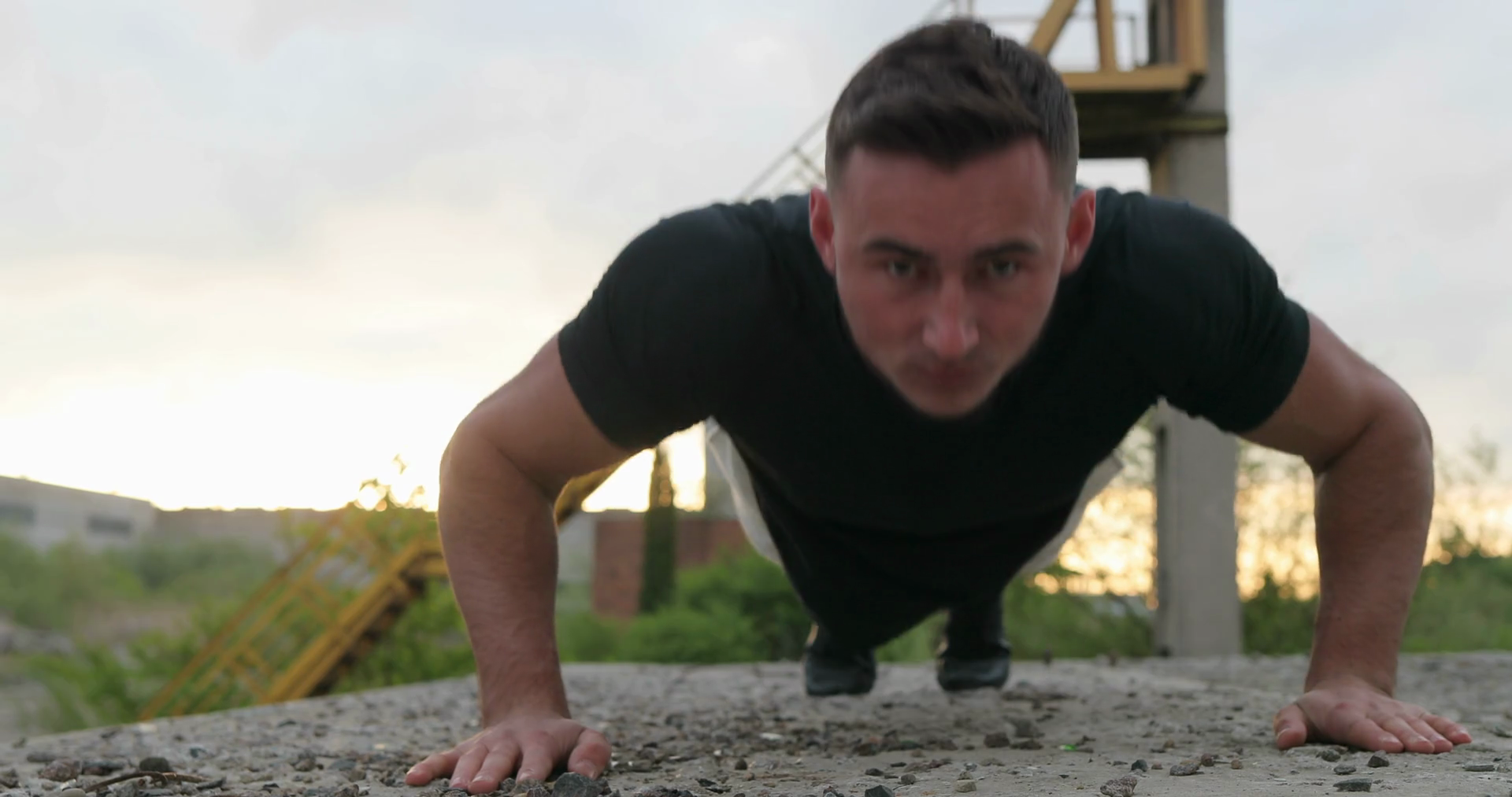 Fit Man Demonstrating Push-up Exercise Stock Footage SBV-324782870 ...