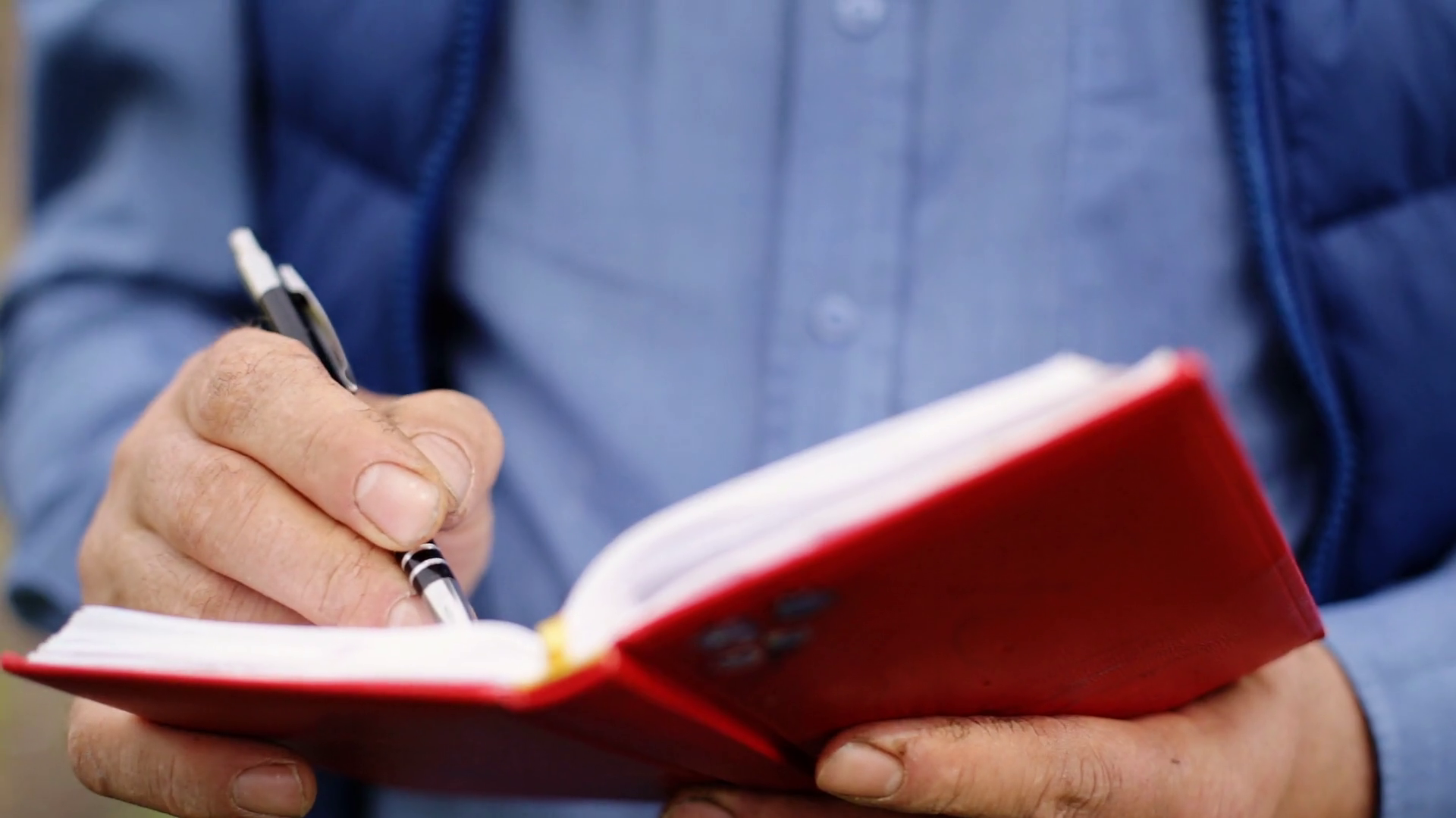 Close Up Of Hands Of Farmer Writing Notes In Stock Footage SBV ...