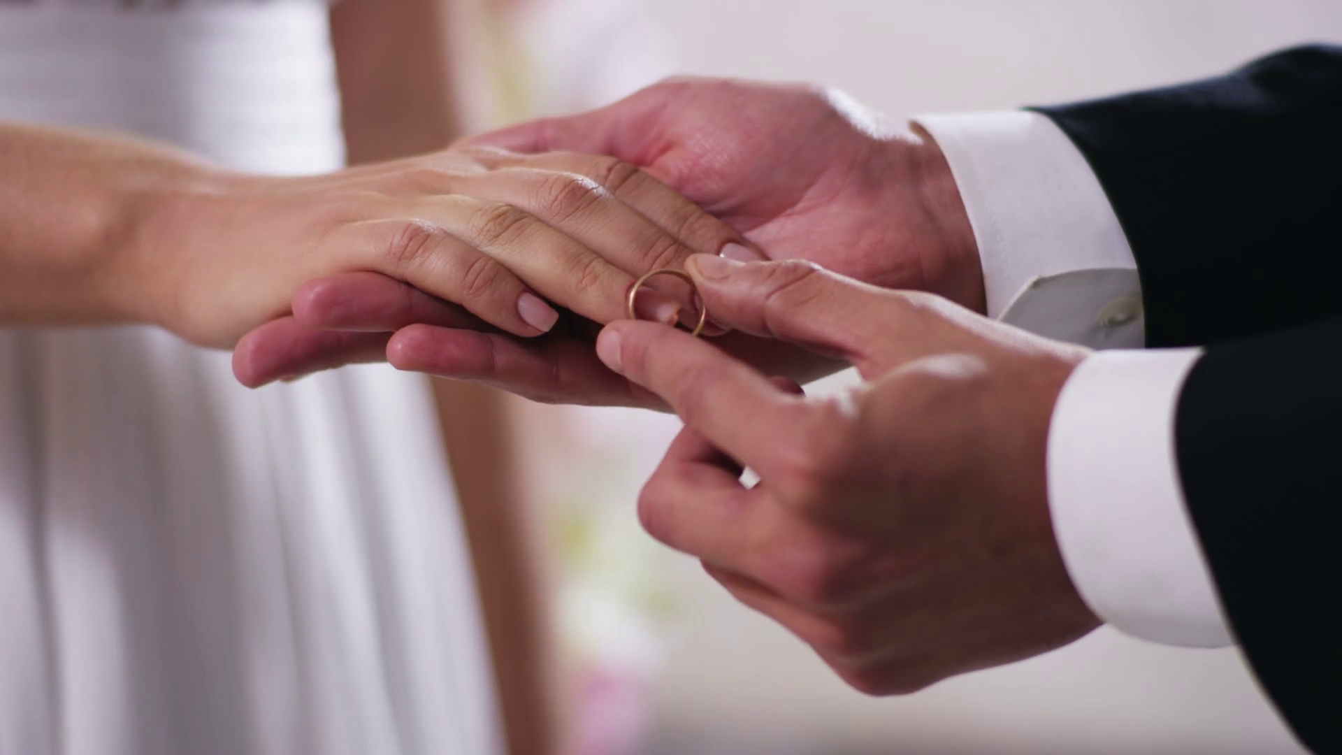 Gold Wedding Rings Hands Of Just Married Stock Footage SBV-305073022 ...