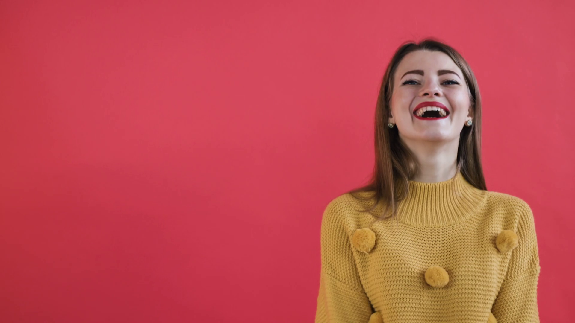 Closeup Portrait Of Joyful Young Woman With Stock Footage SBV-312600464 ...