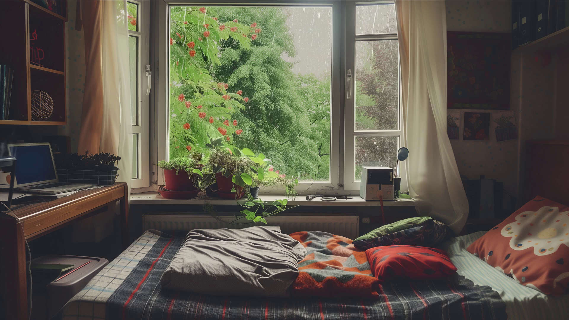 Rainy Day Cozy Room Interior With Wide Wet Stock Footage SBV-352695240 ...