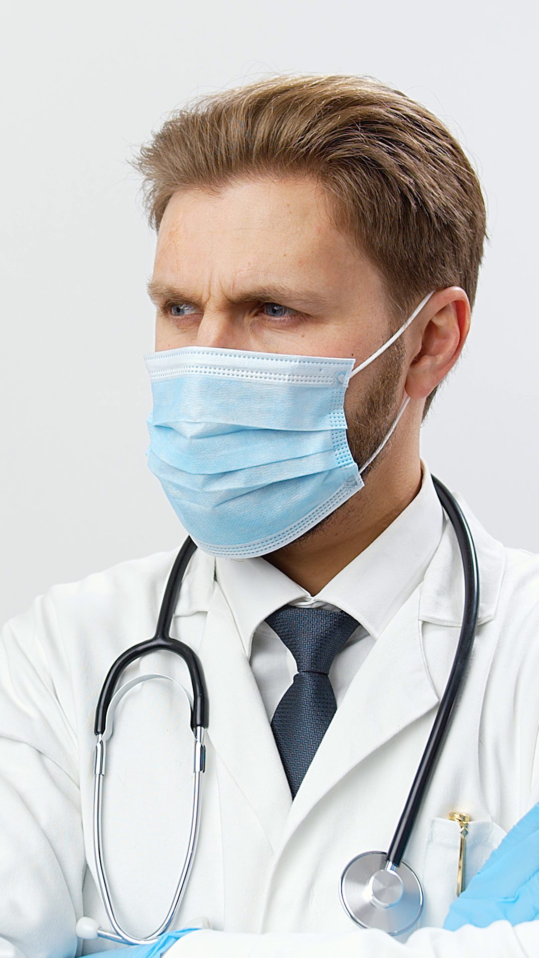 A Man Wearing Surgical Mask Stethoscope Stock Footage SBV-353165595 ...
